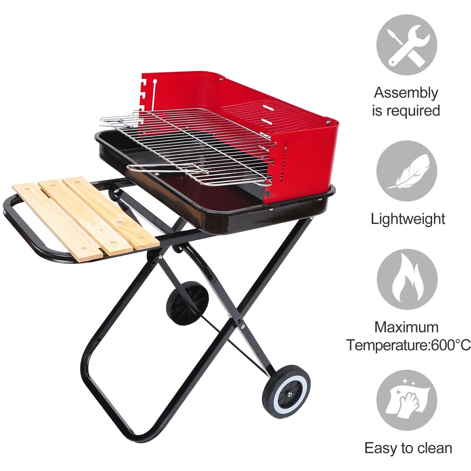 Foldable Barbecue Grill with Wheels