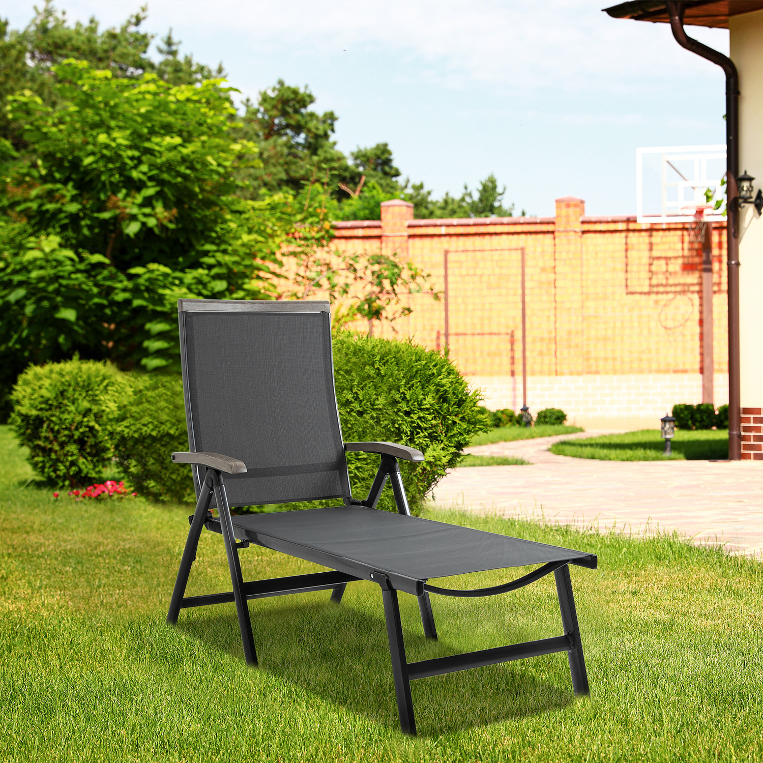 Outdoor Folding Chaise Lounge Chair Adjustable