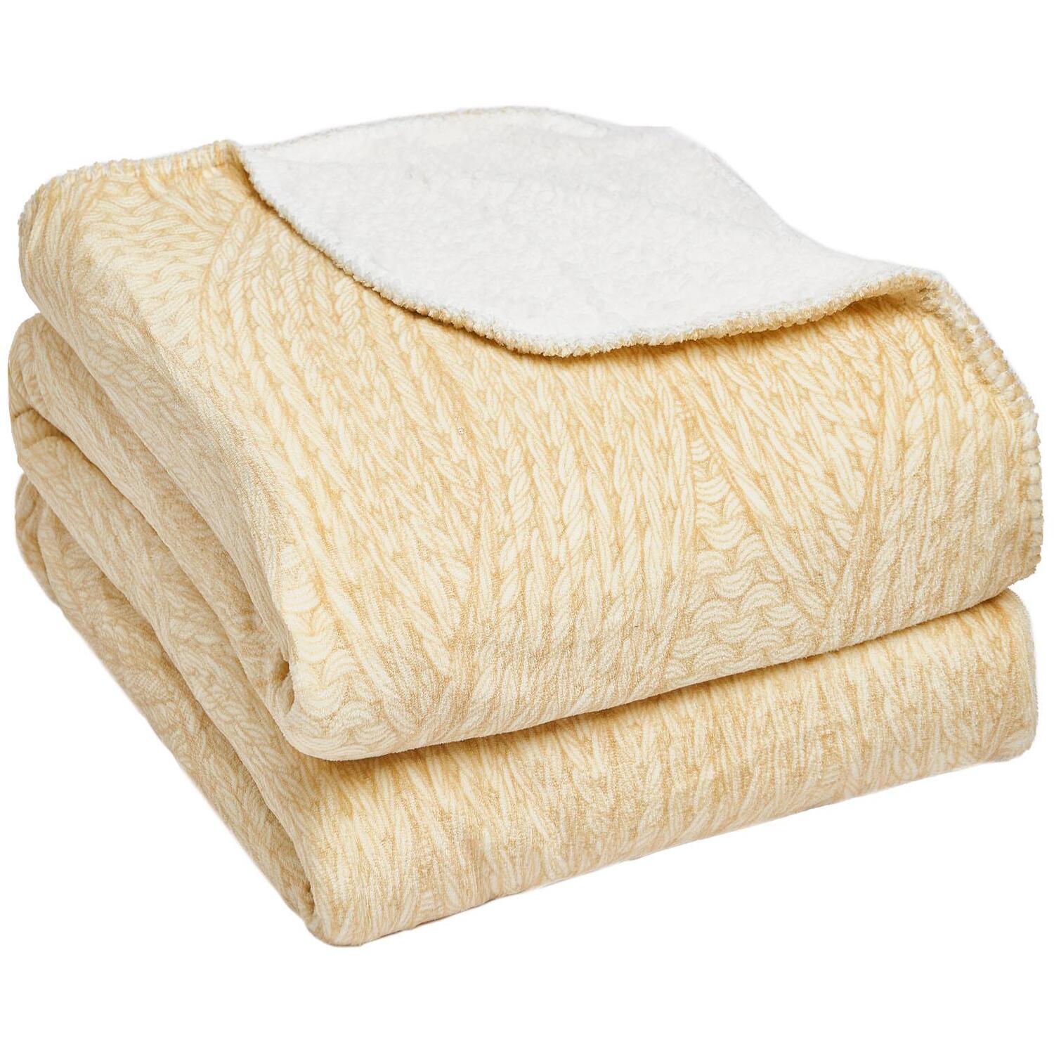 Dreamscene Chunky Knit Print Sherpa Fleece Throw