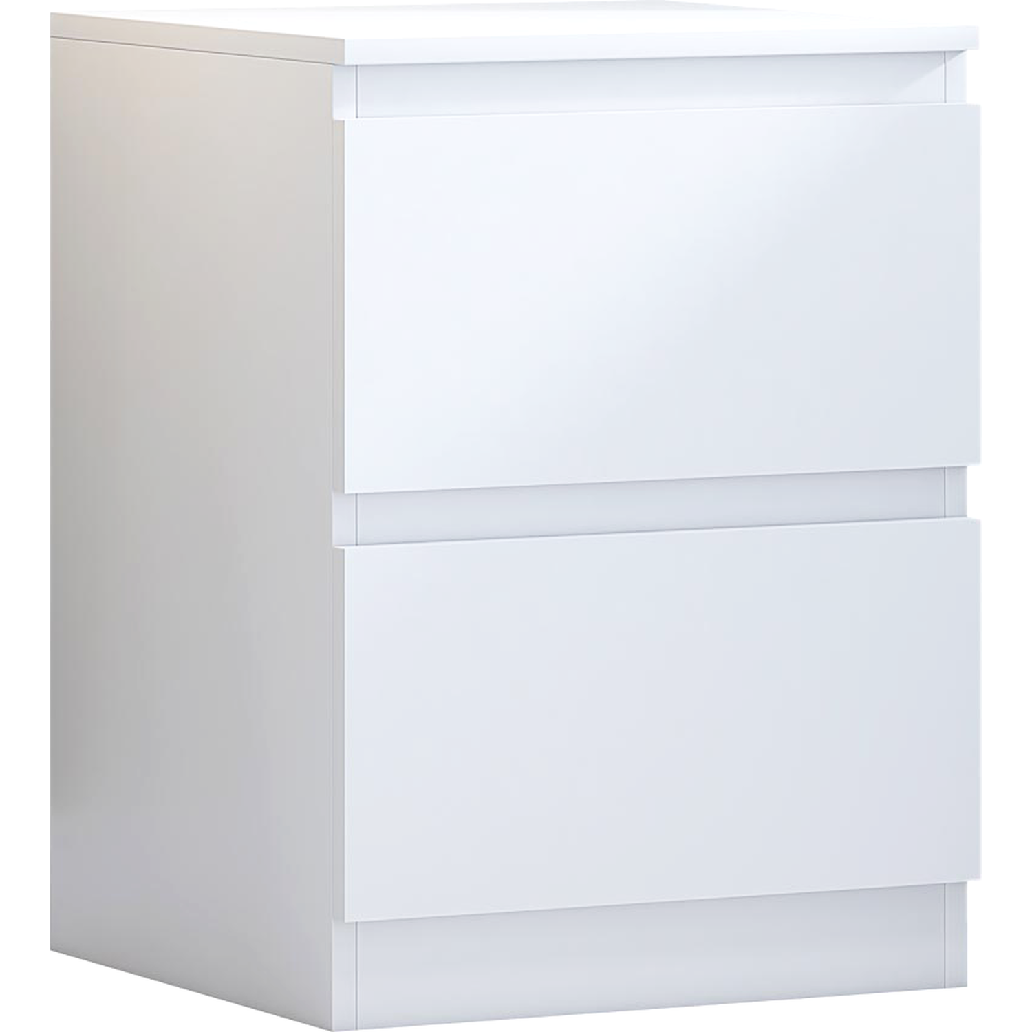 Contemporary No-Handle 2 Drawer Matt Bedside Table