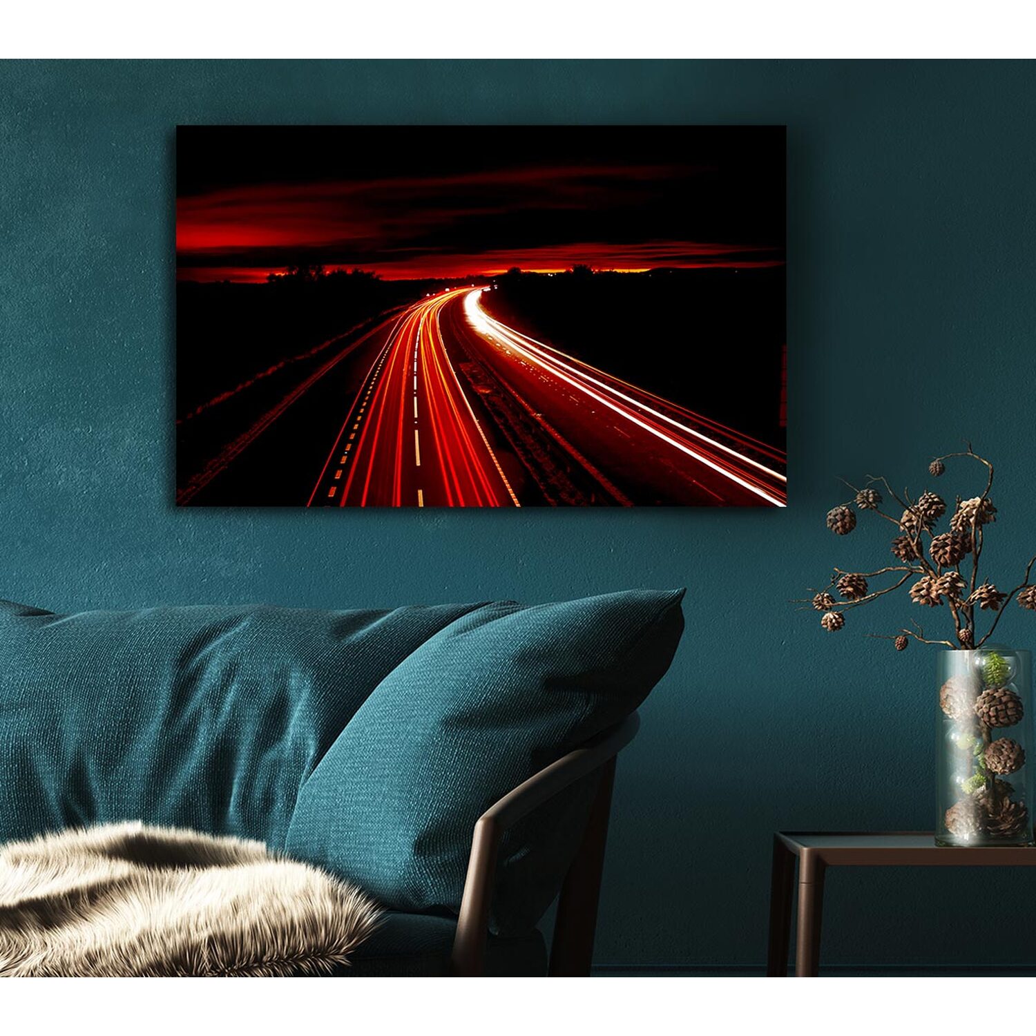 Red Fire Road Canvas Print Wall Art