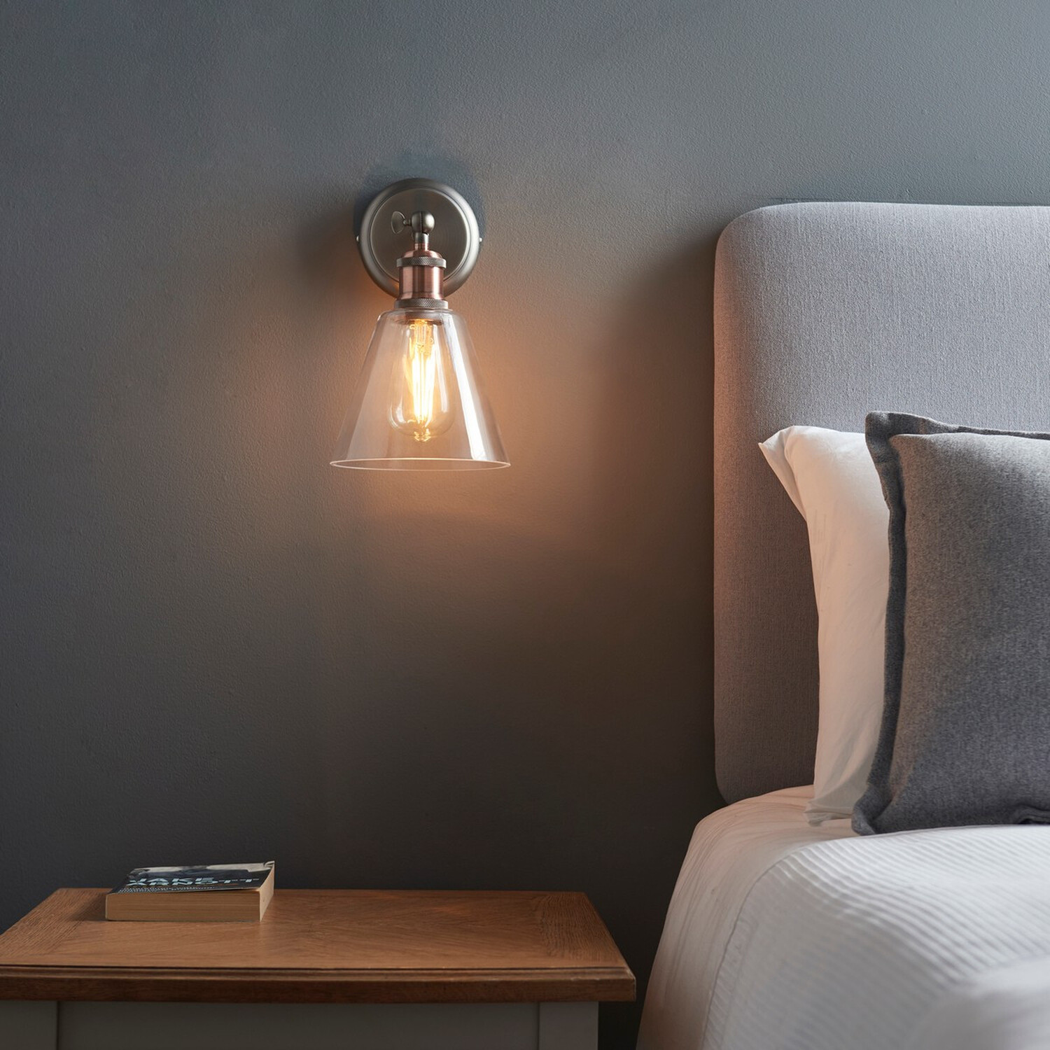 Hal Metal Wall Lamp Aged Pewter Aged Copper Plate