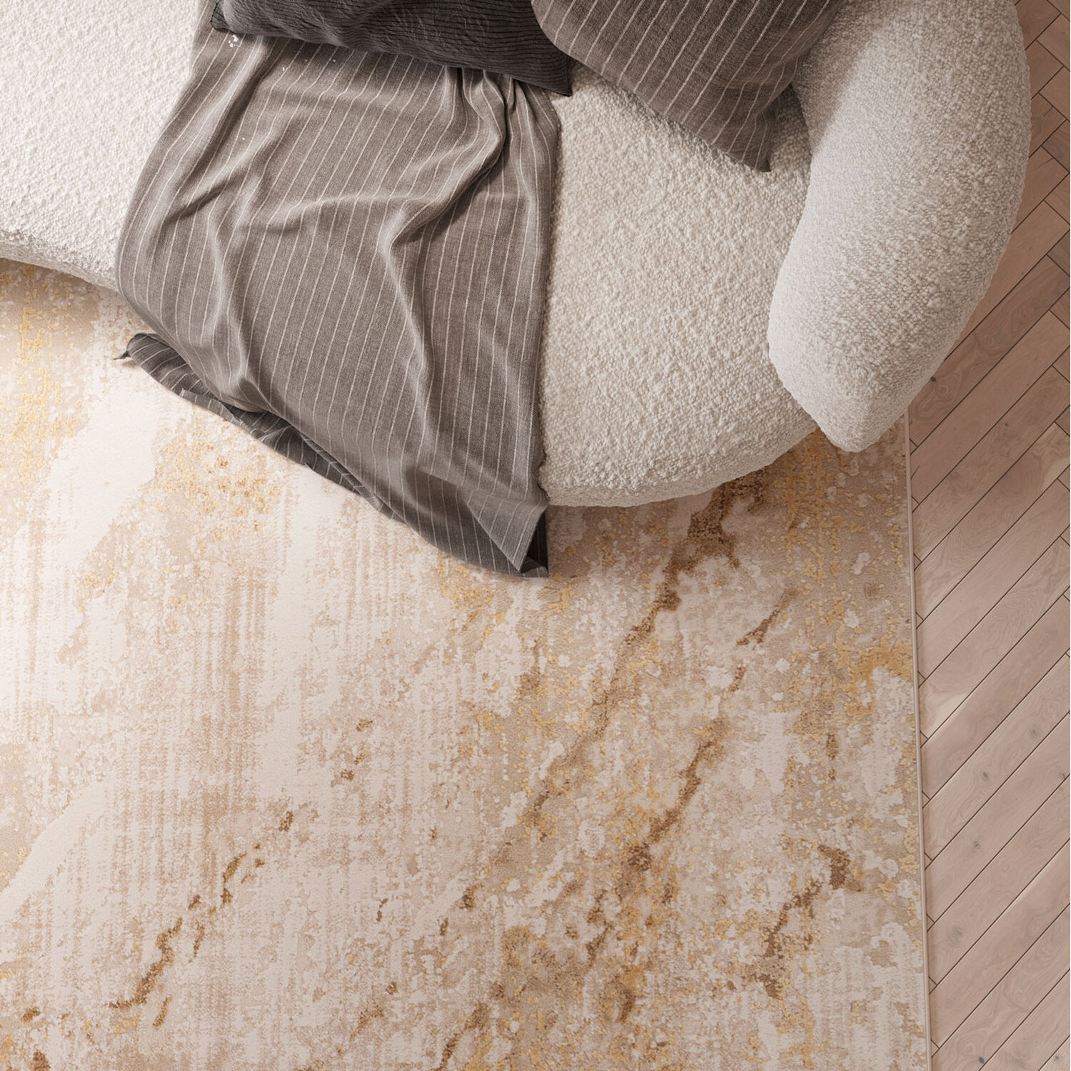 Distressed Galaxy Marble Effect Living Area Rug