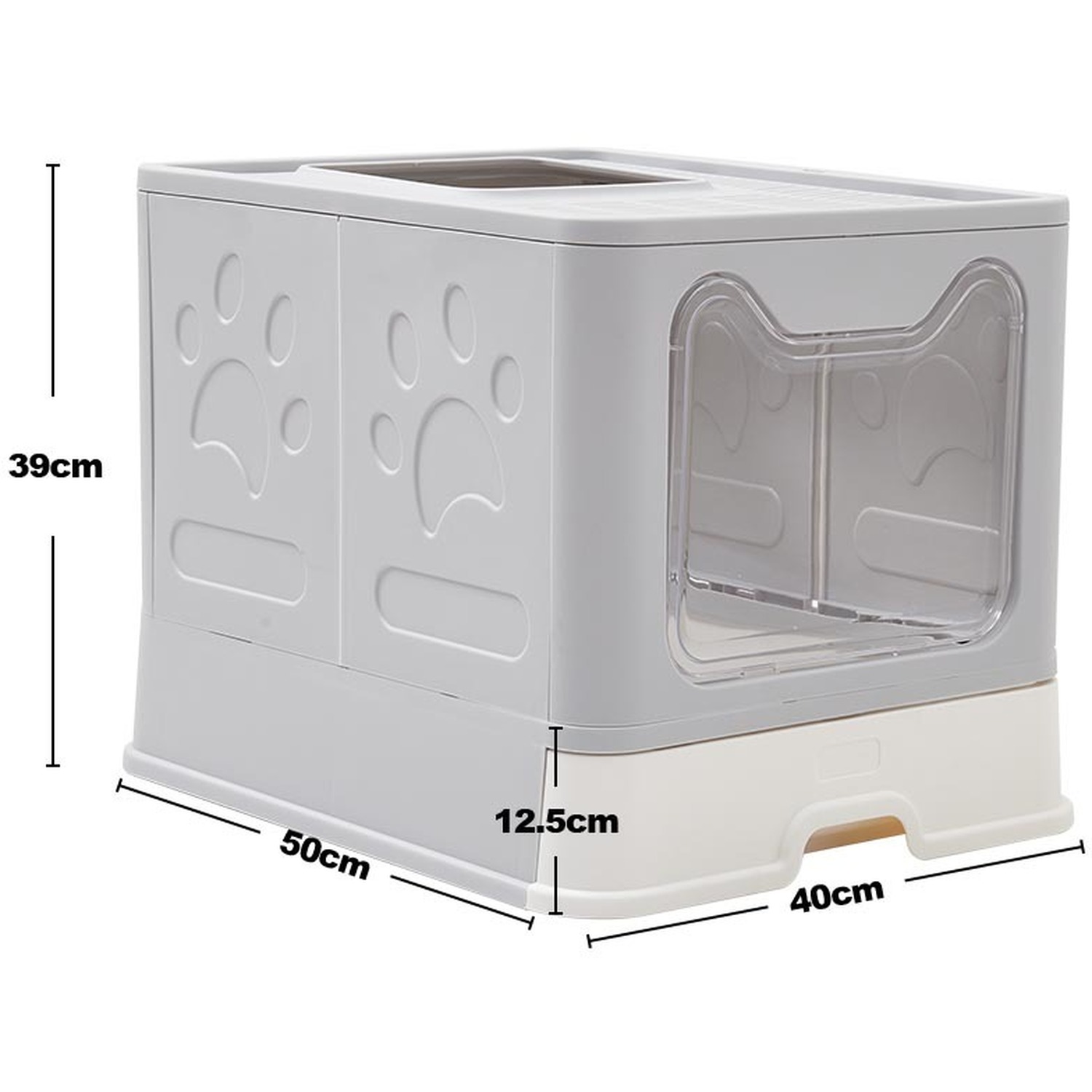 Foldable Cat Litter Box Extra Large Front Entry Top Exit Box with Lid ...