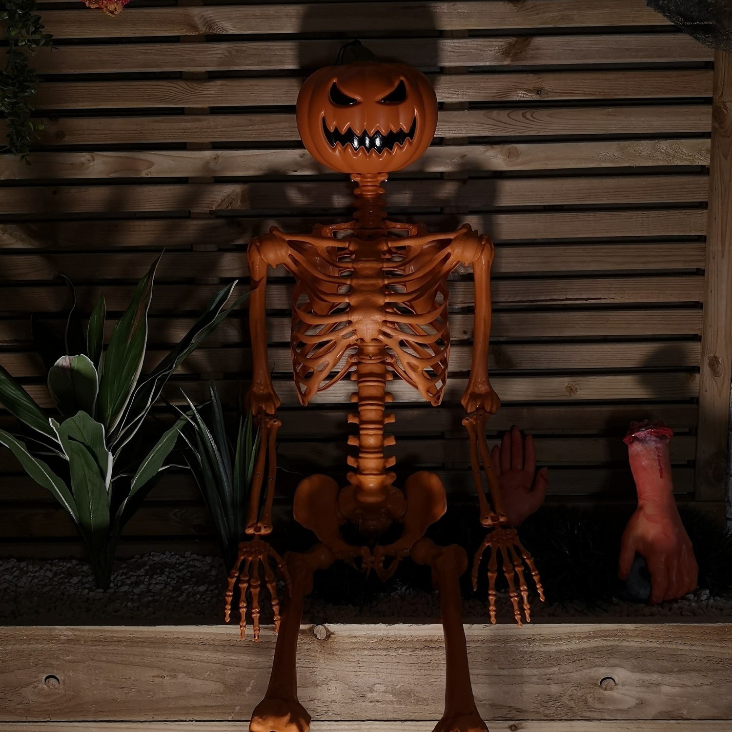 5ft Posable Halloween Pumpkin Skeleton Decoration