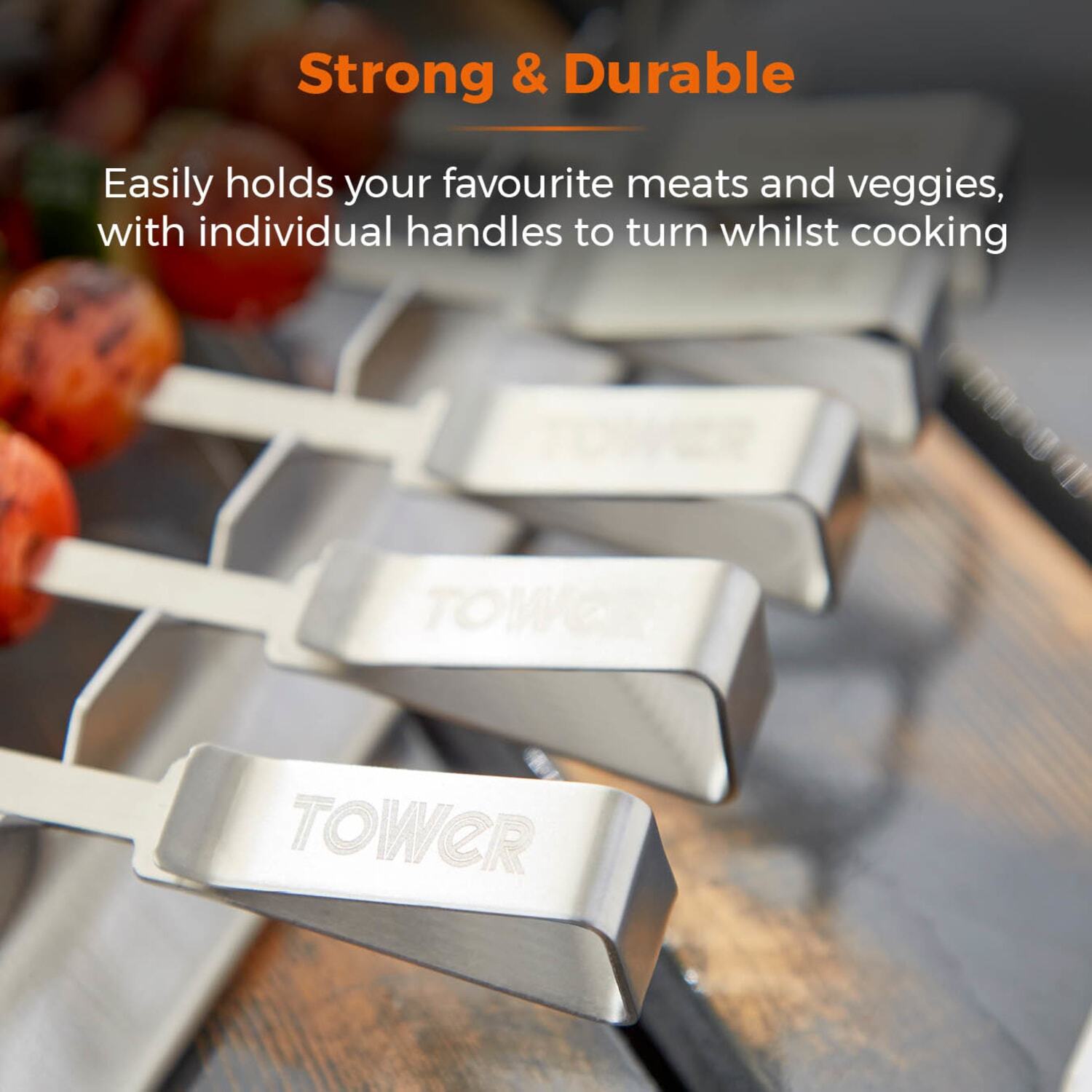 6pc Skewer Set with Stand Stainless Steel