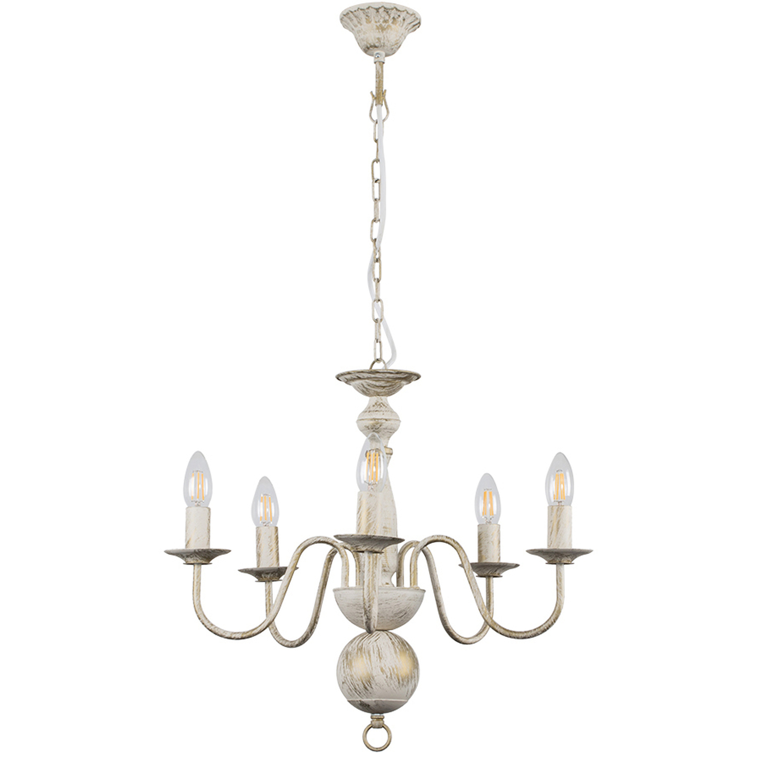 Traditional 5 Way White Flemish Style Ceiling Light Chandelier Fitting
