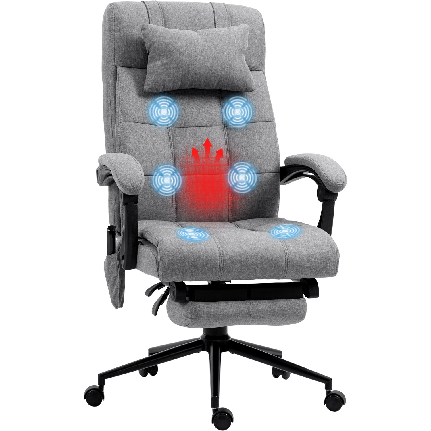 Vibration Massage Office Chair with Heat Head Pillow Reclining Back