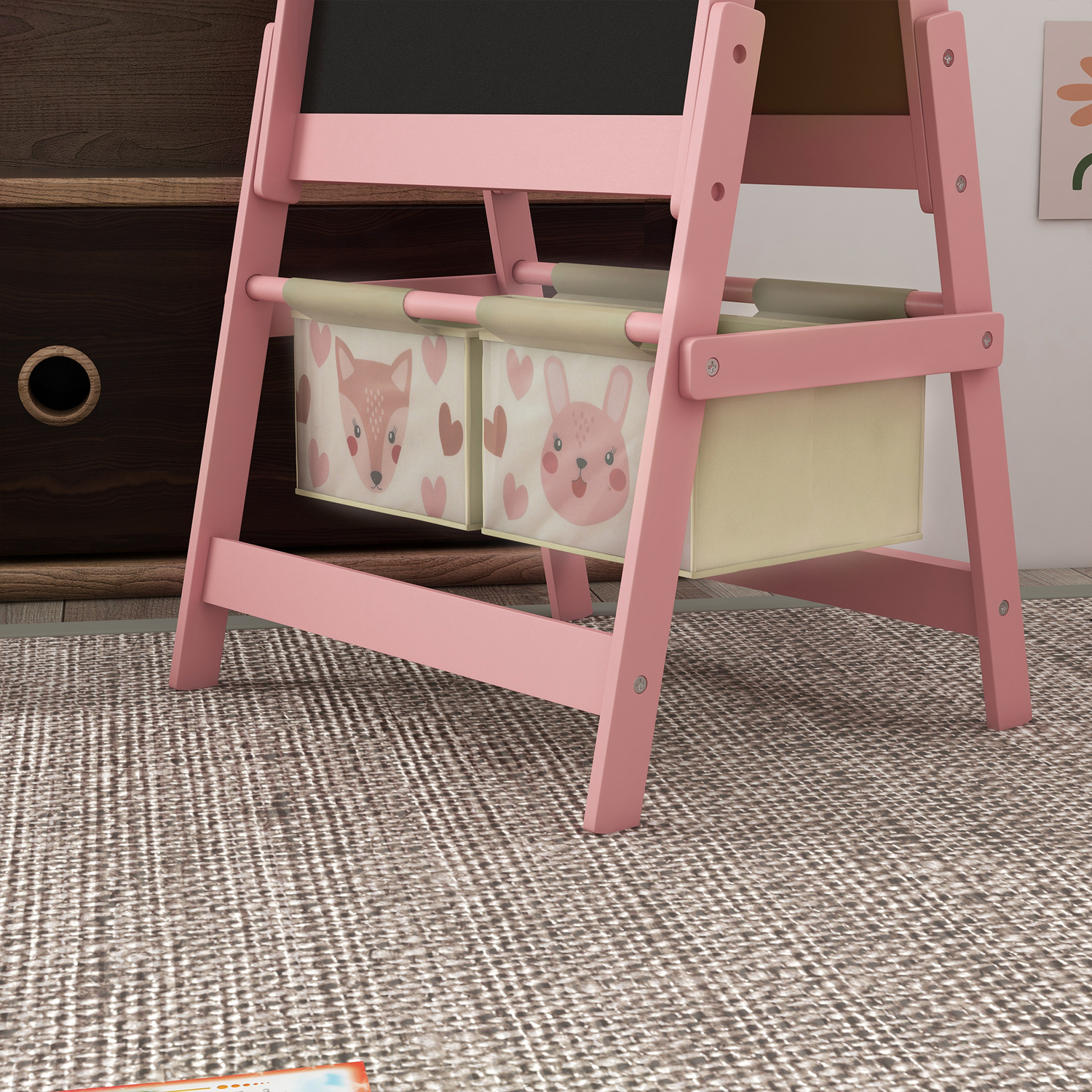 Kids Easel with Paper Roll Art Easel with Storage