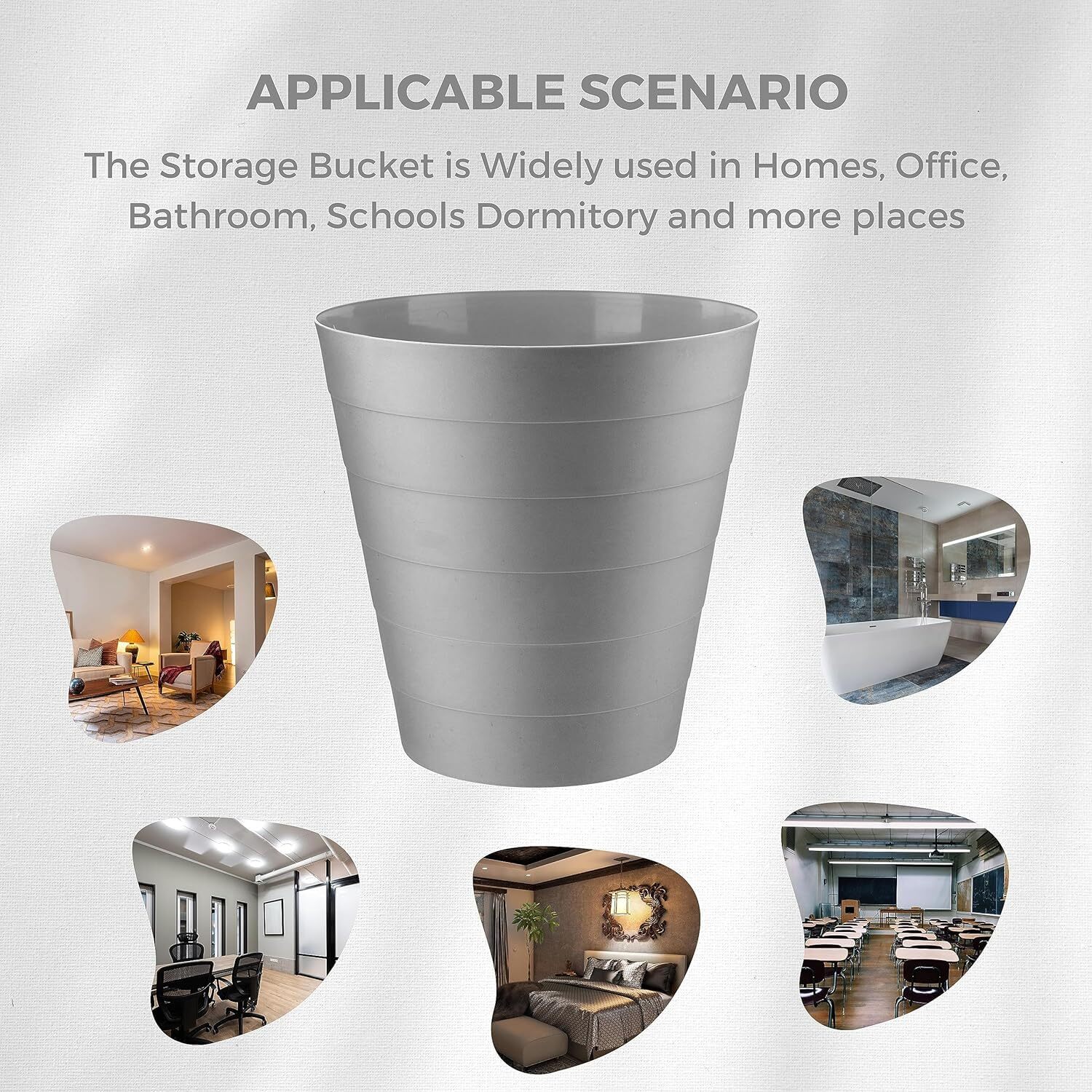 6 Litre Plastic Waste Paper Bin Round Waste Basket Trash Can