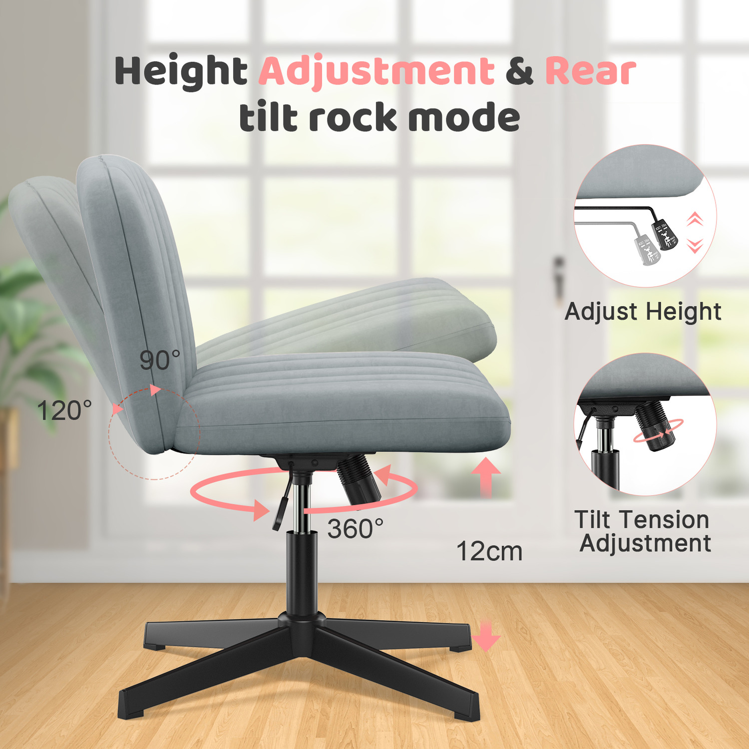 Stylish Armless Office Chair for Home Office and Bedroom