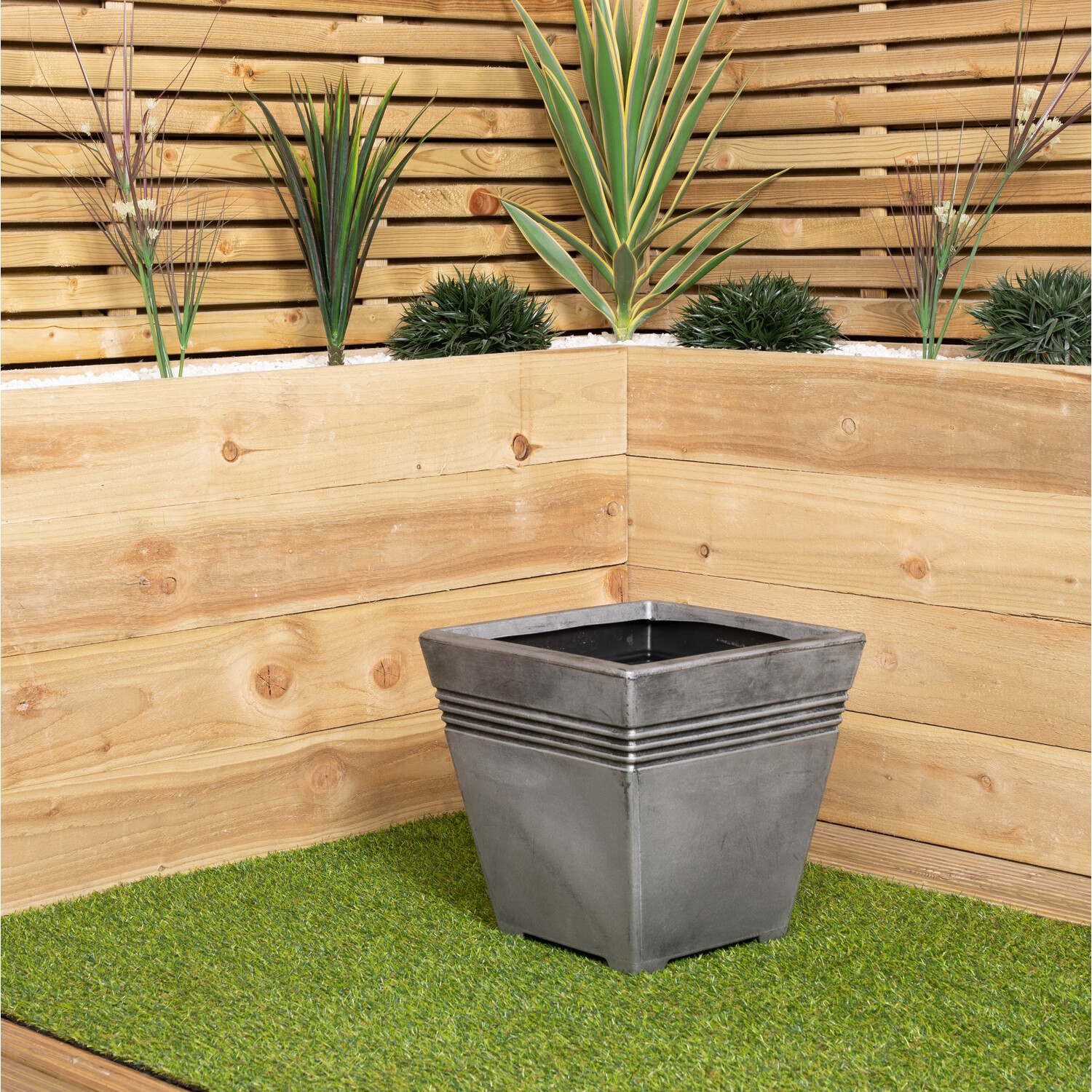 Milano Square Pewter Garden Planter