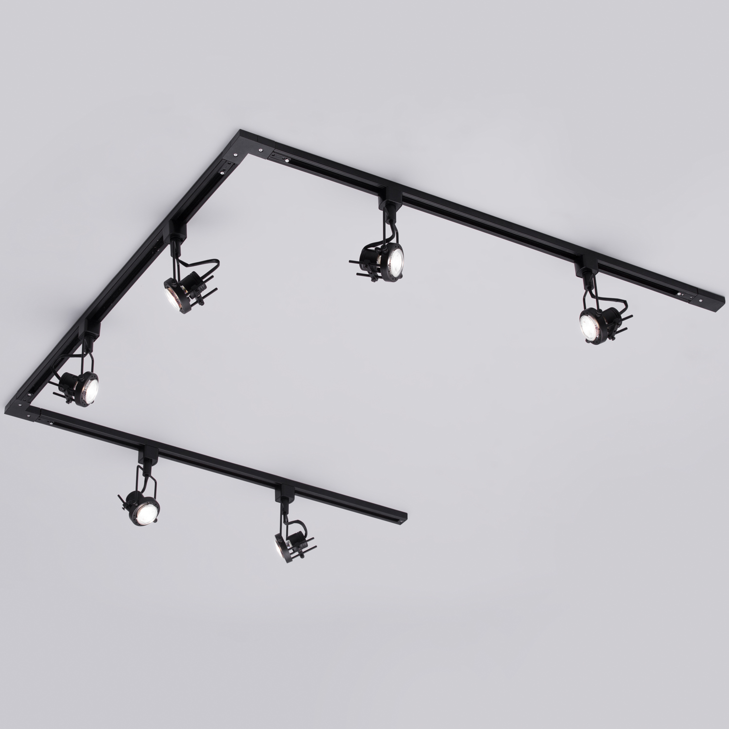 3m U Shape Track Light Kit with Greenwich Spotlight Heads and LED Bulbs