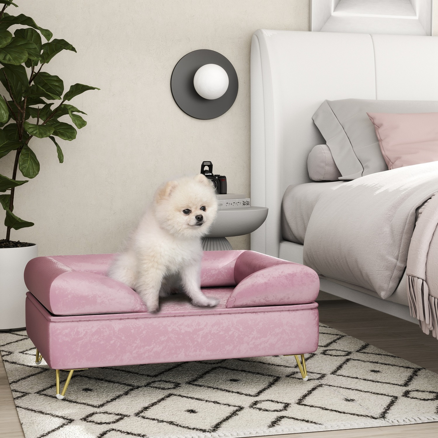 PawHut Dog Sofa Pet Couch with Removable Backrest Cushion