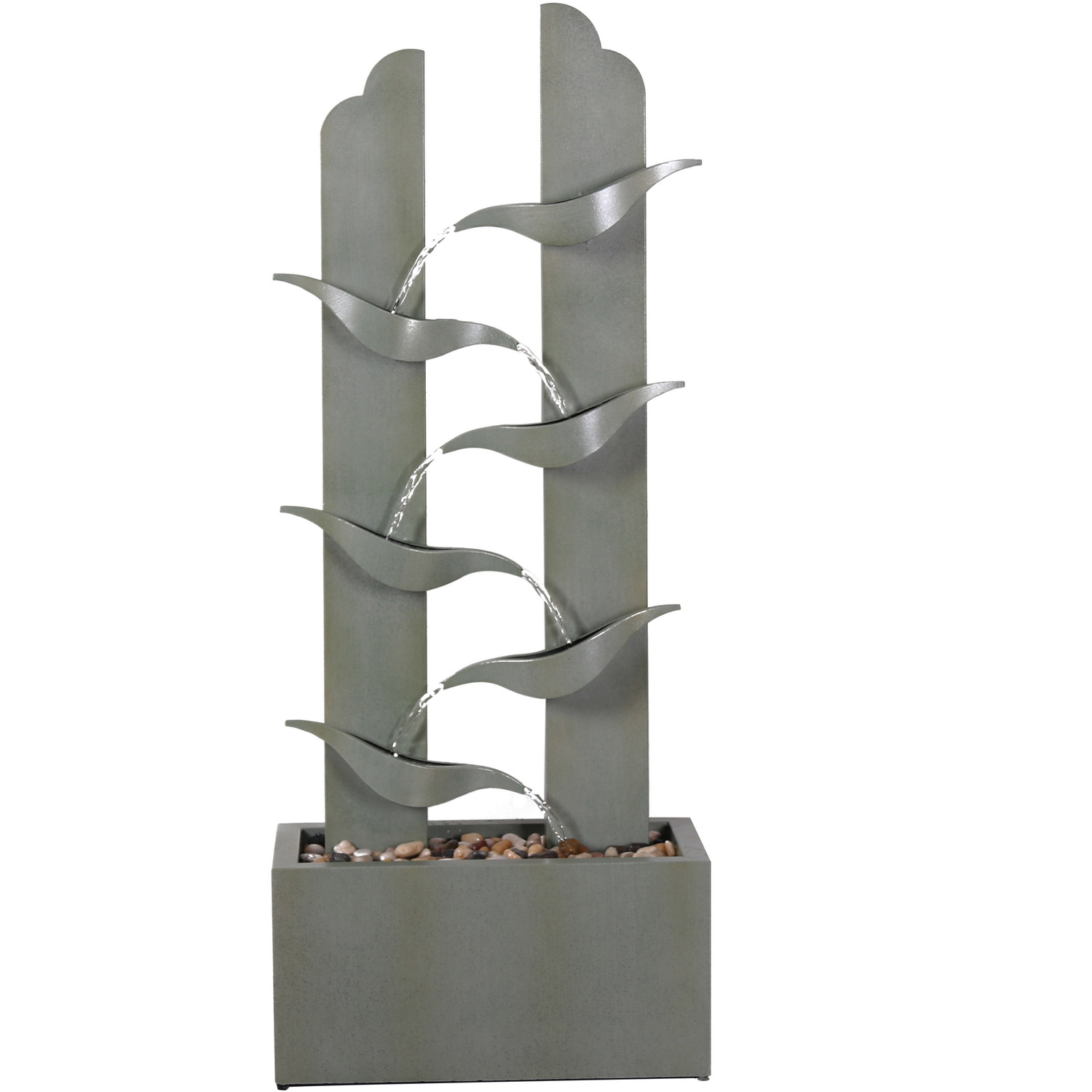 Elvas Tiered Cascading Zinc Water Feature With Lights