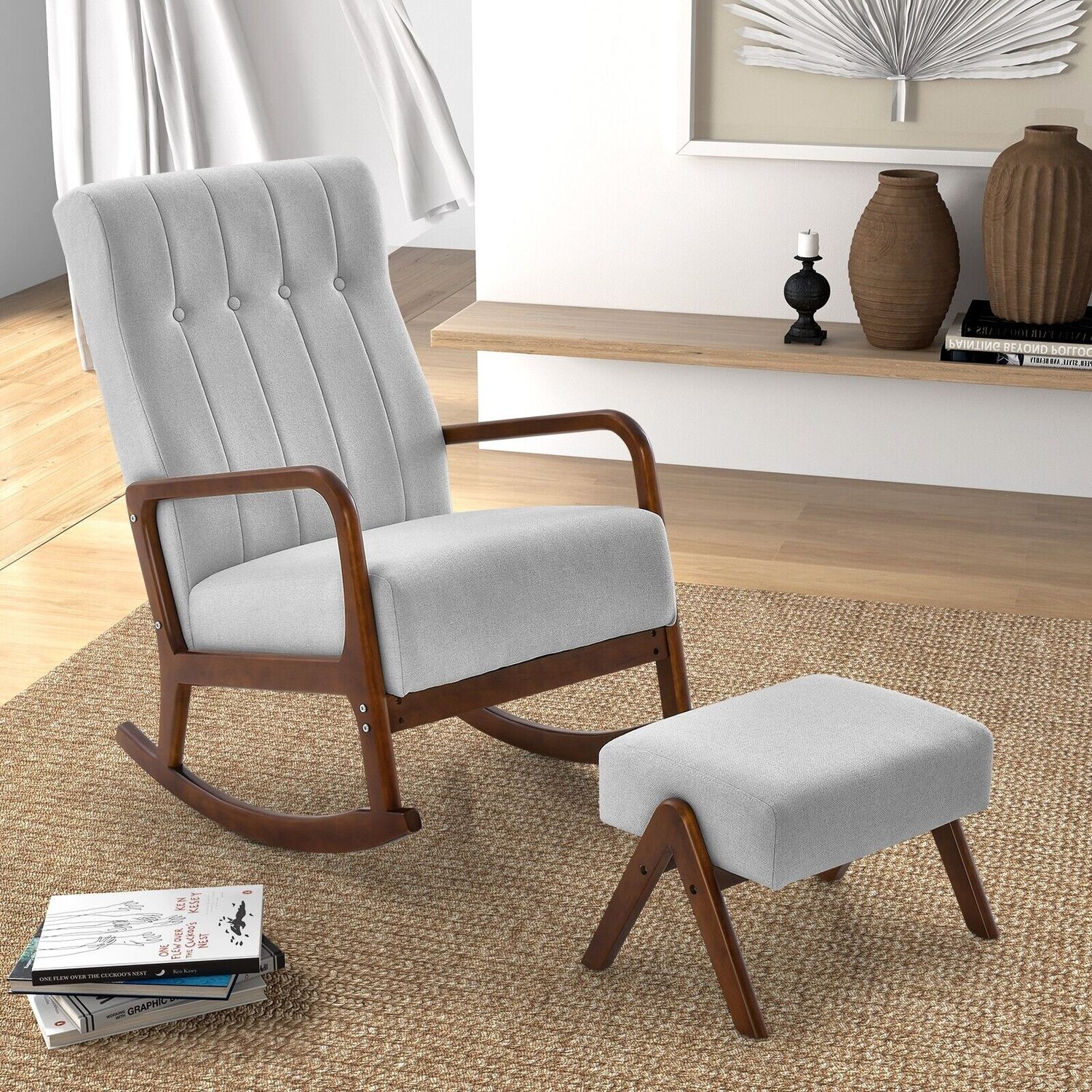 Leisure Rocking Chair and Footstool Set