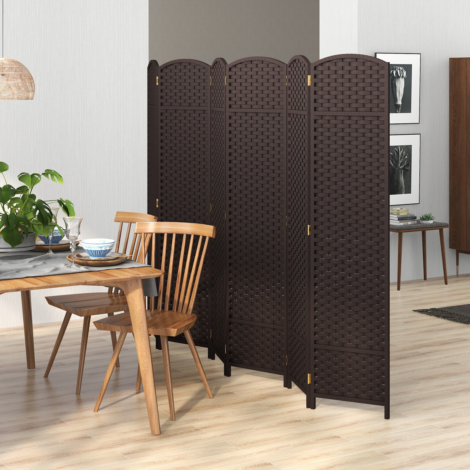 6-Panel Room Divider Folding Privacy Screen