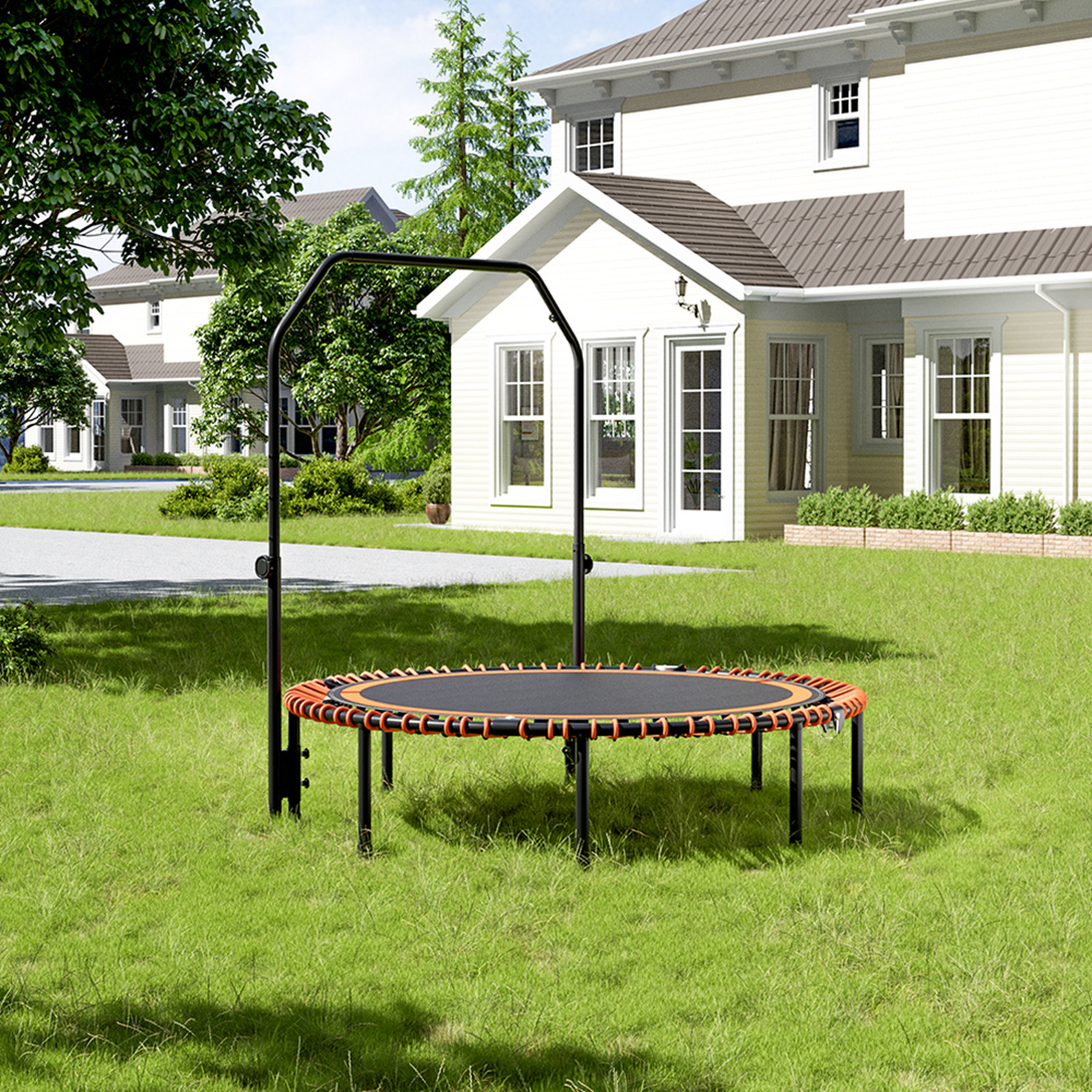 Foldable Trampoline with Adjustable U-Shaped Handle