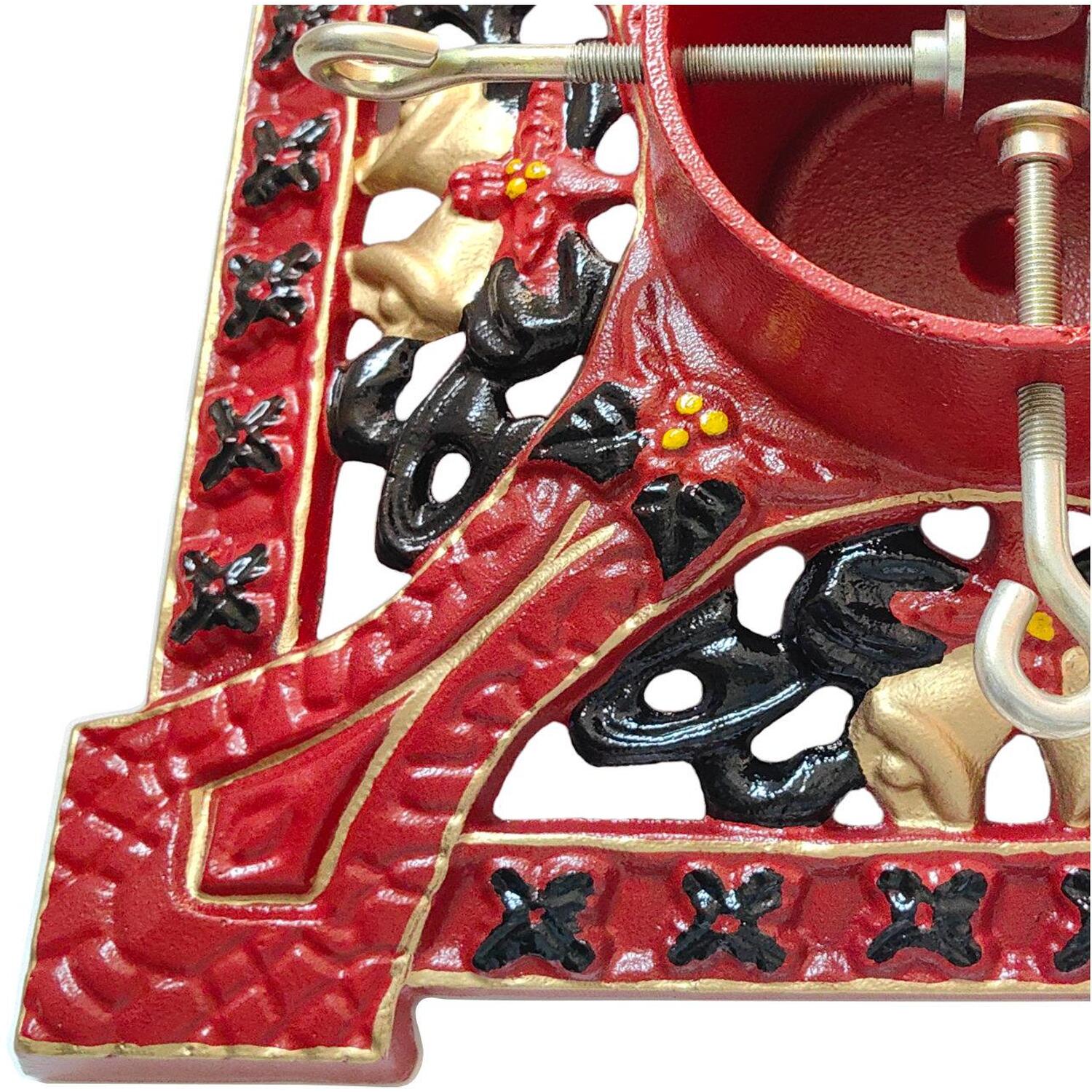 Victorian Red Cast Iron Christmas Tree Stand for Trees up to 8 Foot