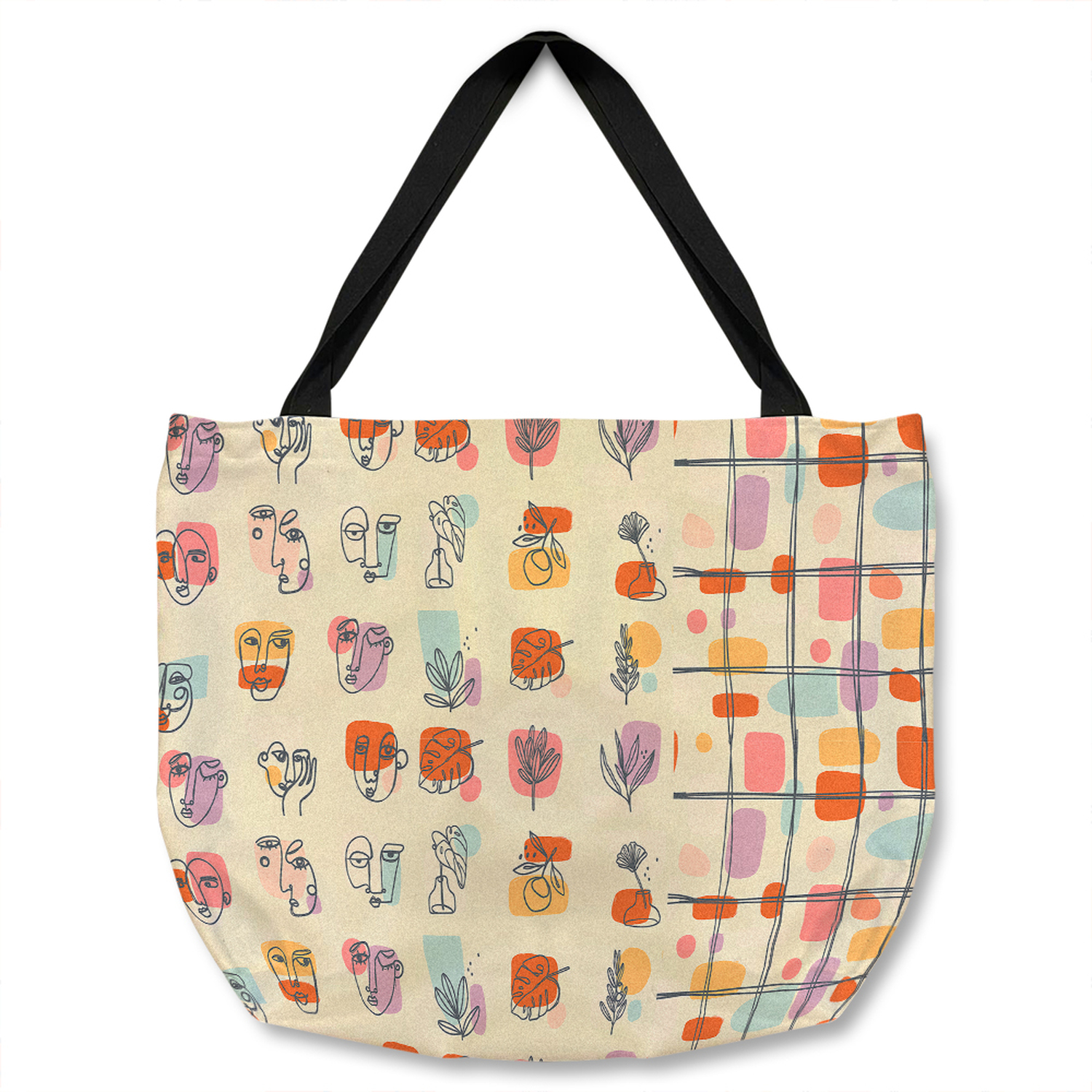 Leaves and Flowers, Abstract shapes Designer Tote bag