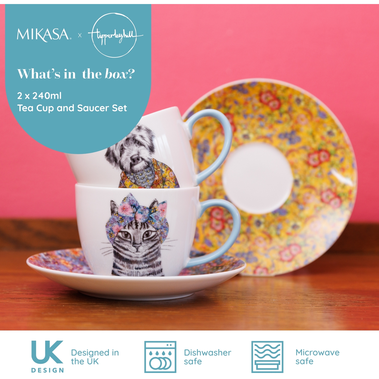 Mikasa Fine China Teacup and Saucer Set of 2 x 240ml