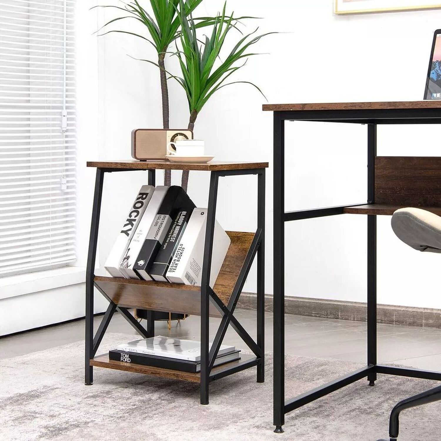 Bedside Table with Book Shelf