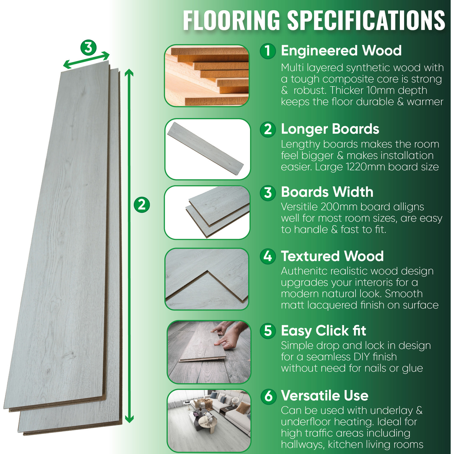 Flooring Planks Floorboard Planks Waterproof Solid Planks Laminate 12