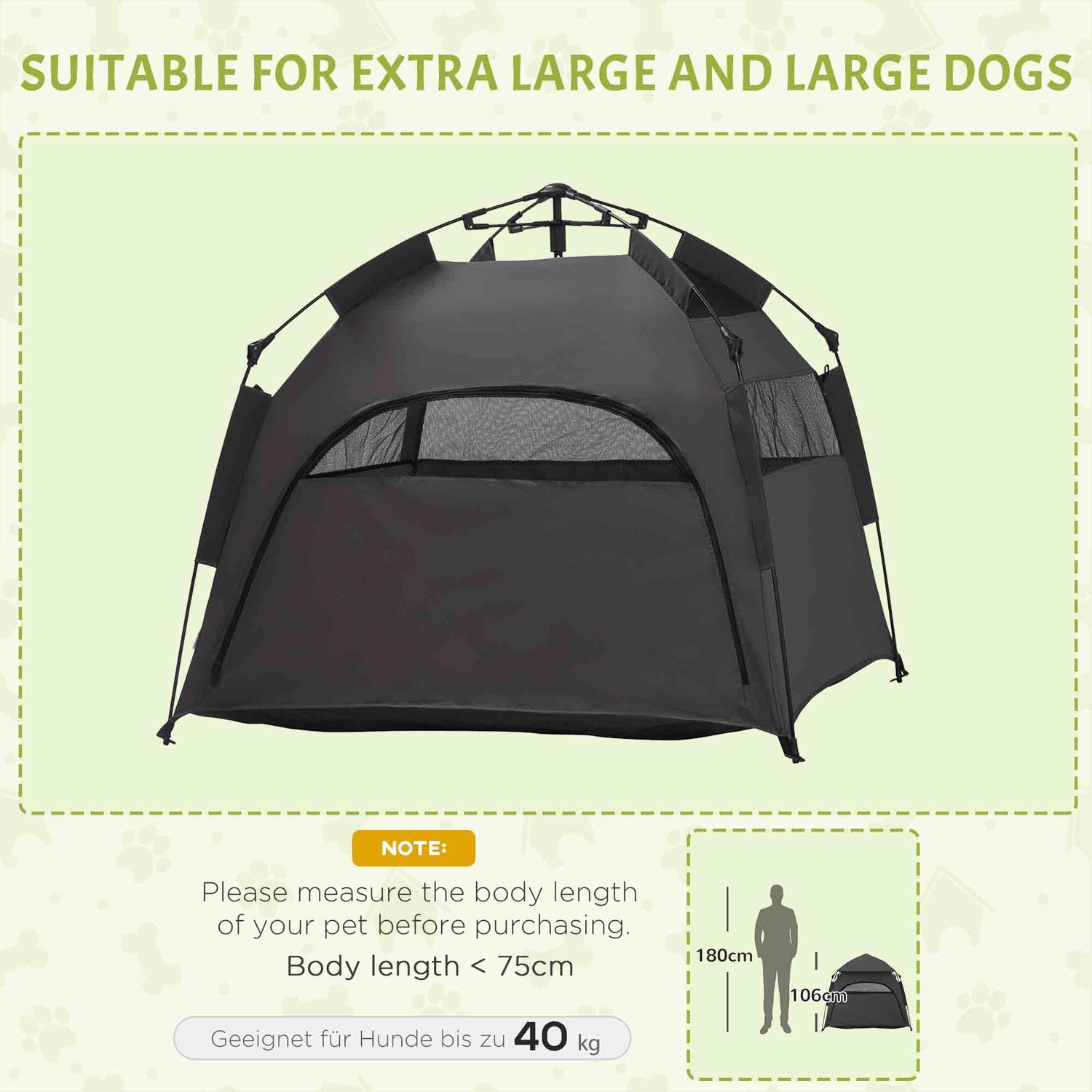 PawHut Portable Pet Tent Dog Tent with Carry Bag Indoor Outdoor Use