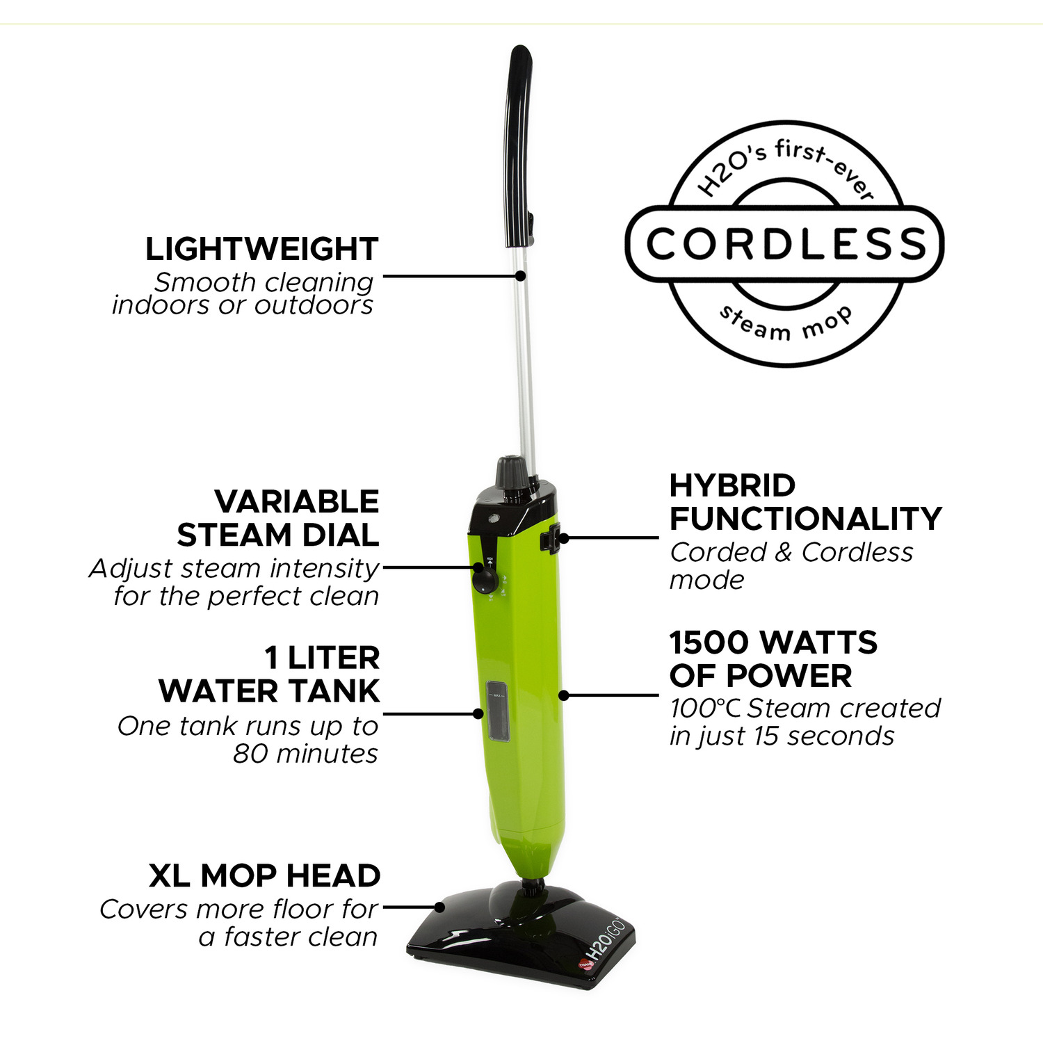 H2O iGo Outdoor Cordless Steam Mop and Steam Cleaner