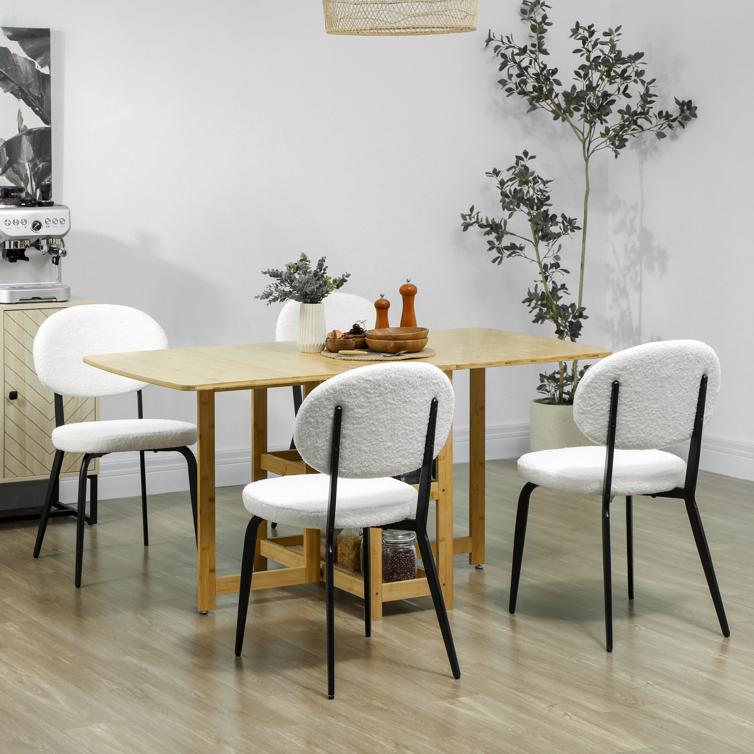 HOMCOM Modern Boucle Dining Chairs Set of 4 for Kitchen