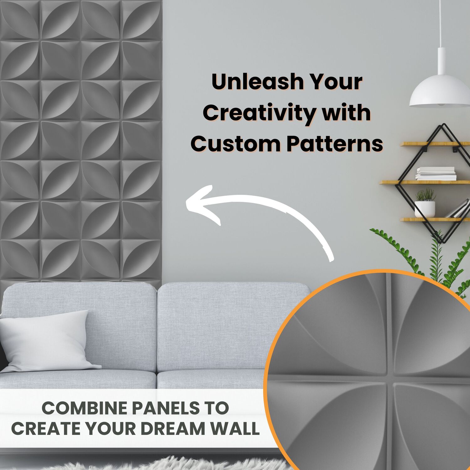 3D Wall Panels with Adhesive Included - Geometric Convex Shape