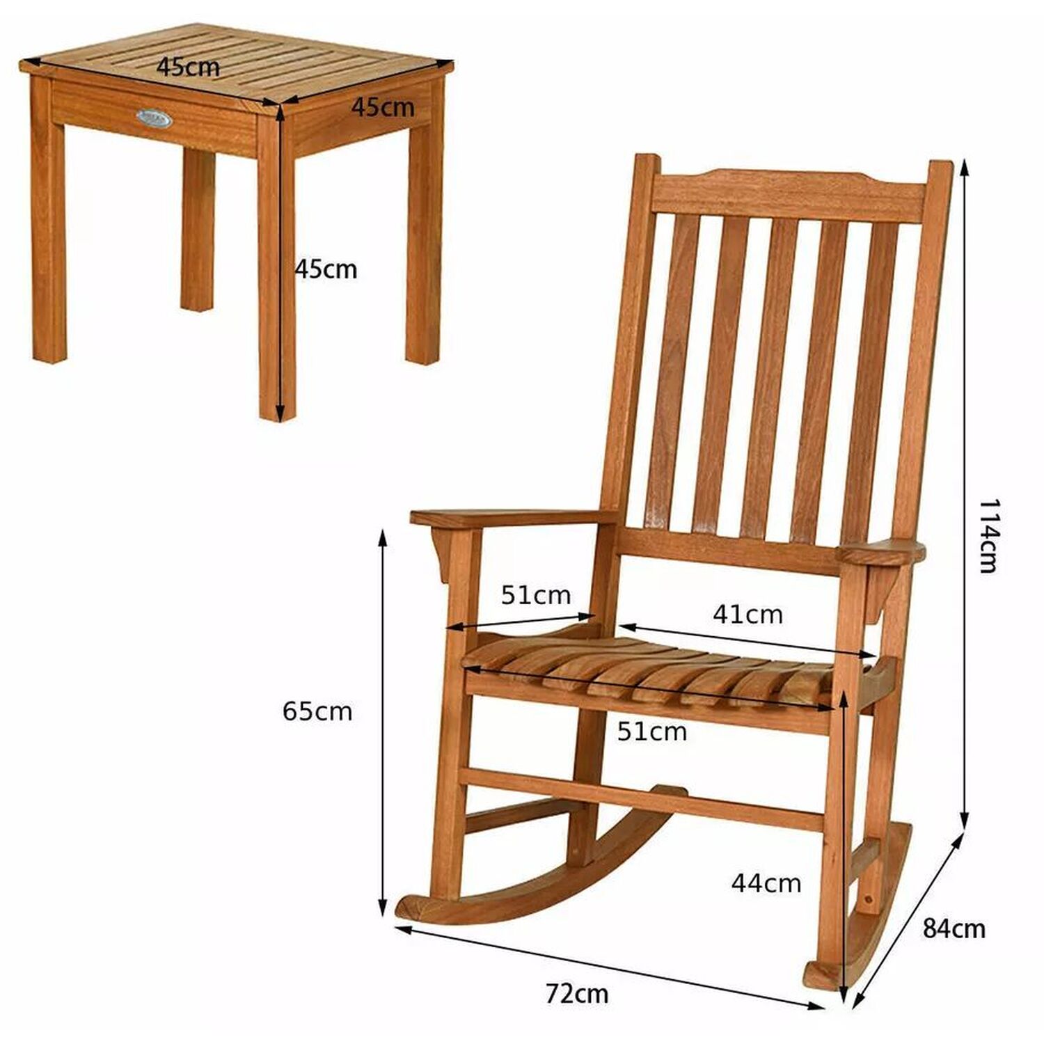Wooden Rocking Chair Bistro Set with Table