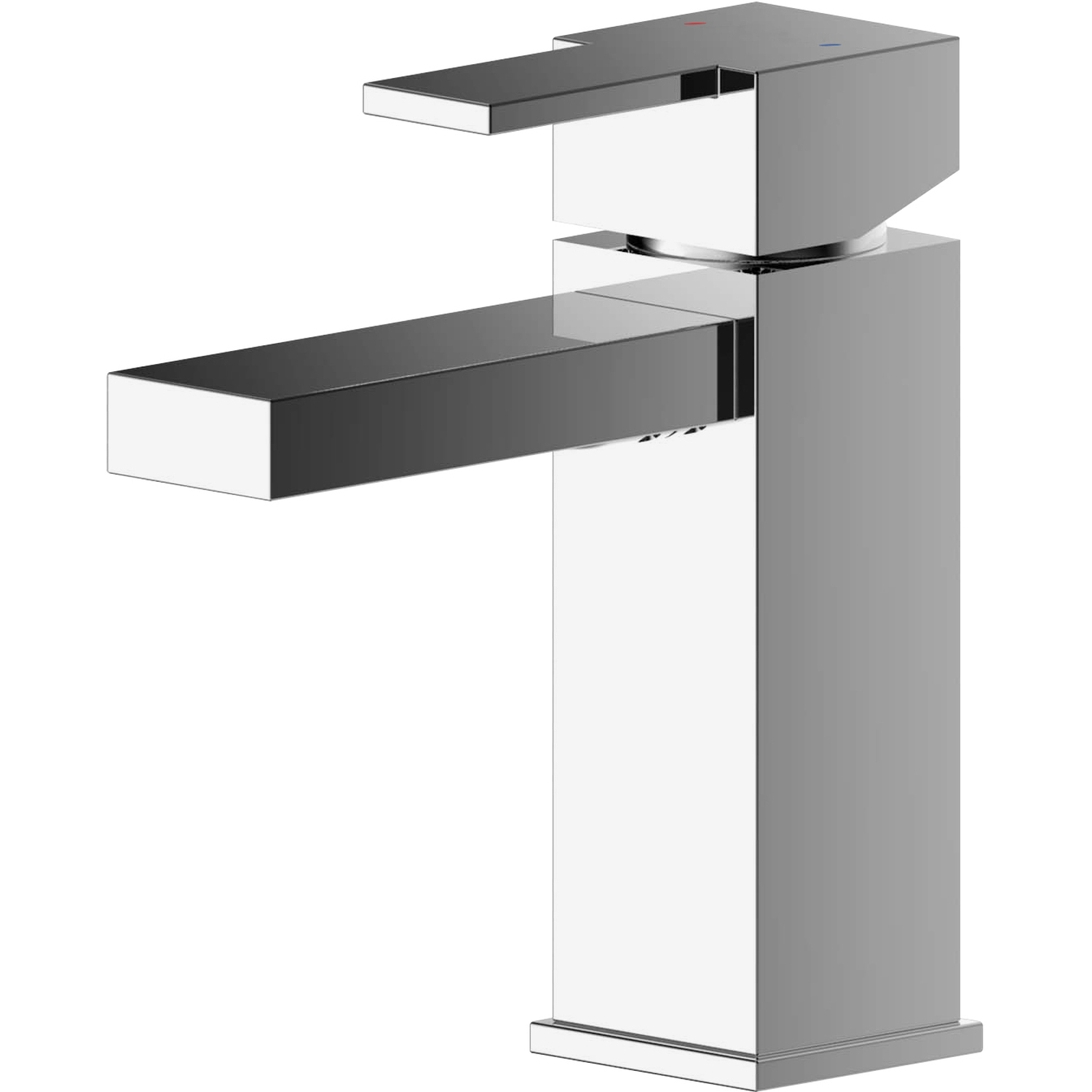Square Mono Basin Mixer Tap Push Button Waste Chrome