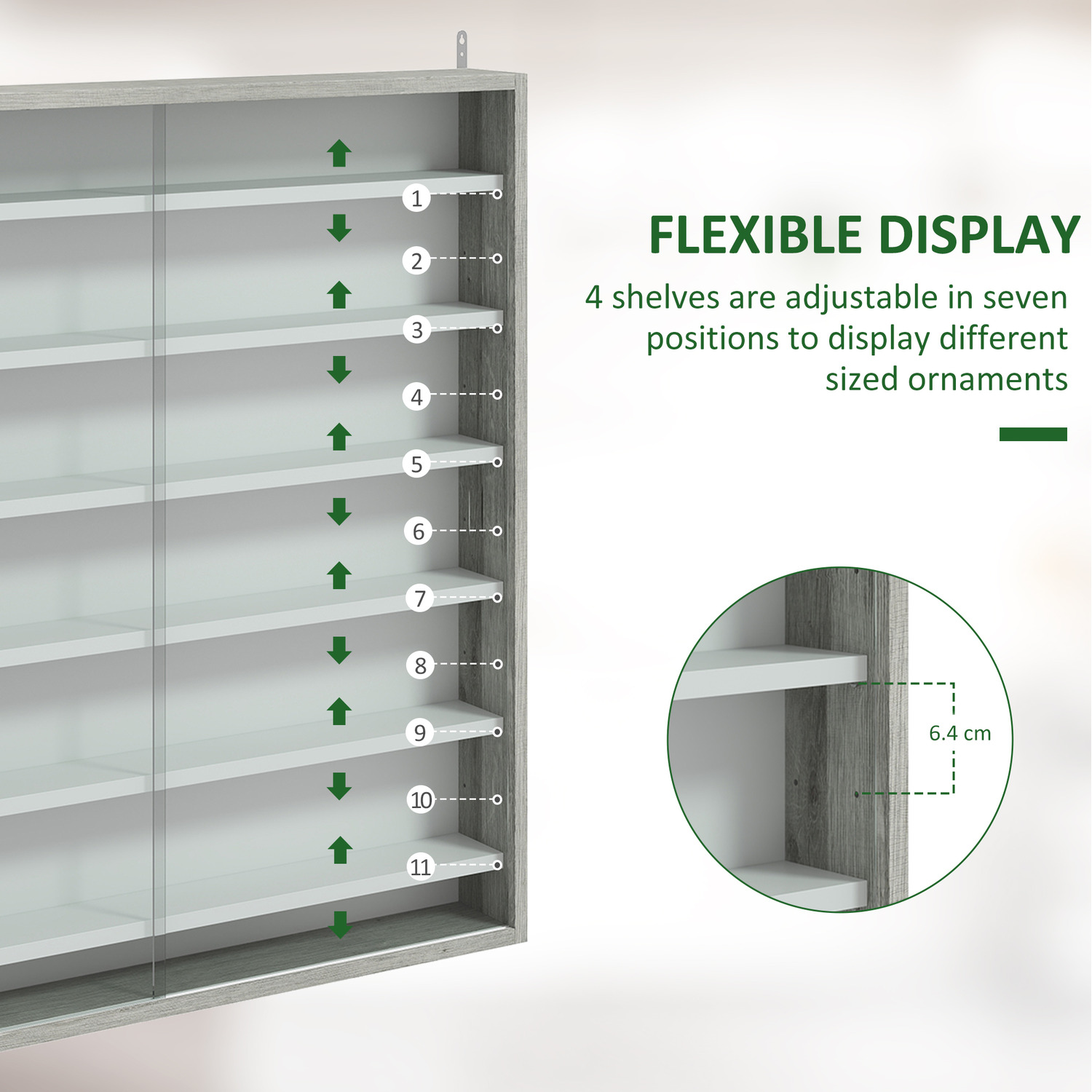 5 Tier Wall Display Shelf Cabinet
