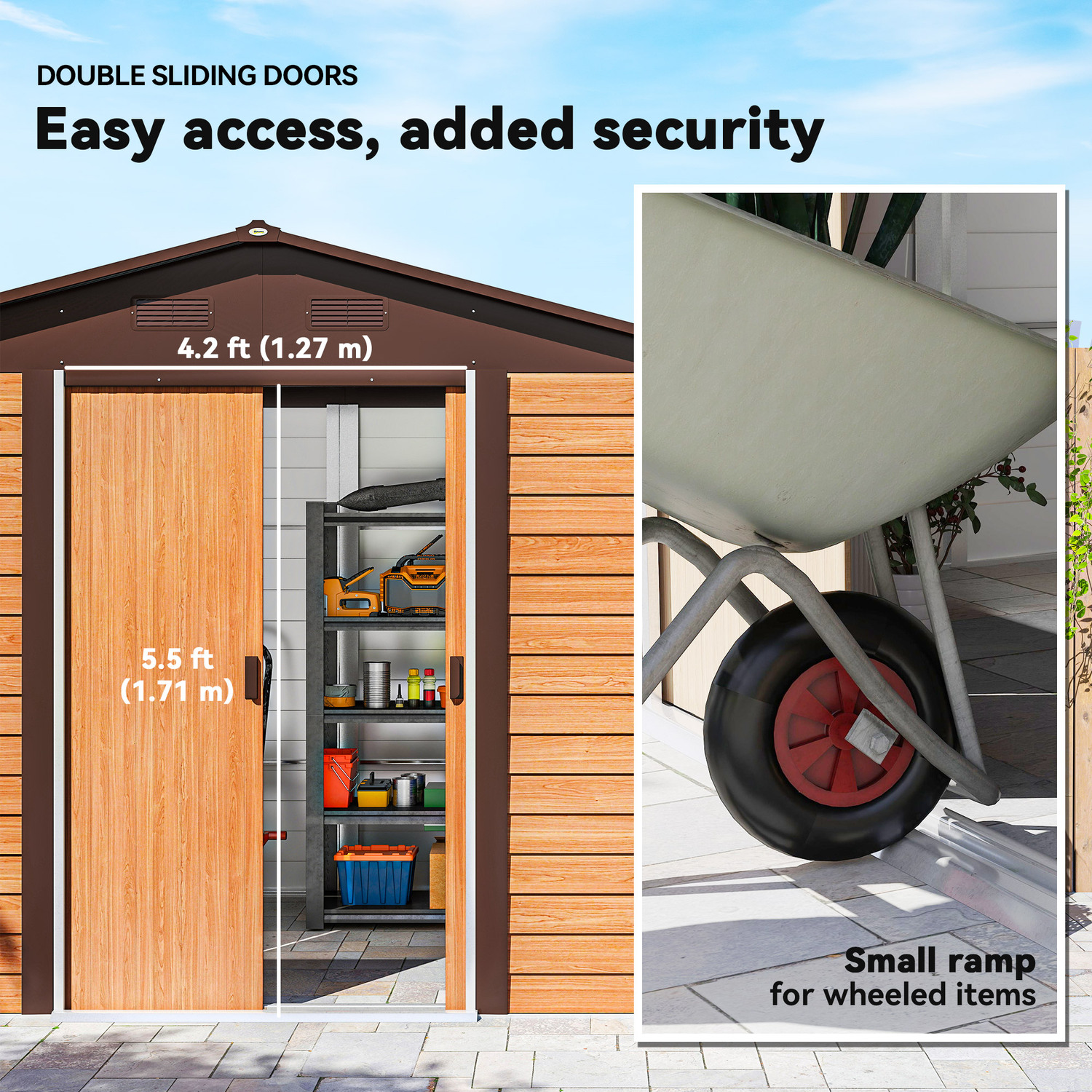 Outsunny Garden Storage Shed with Sliding Door