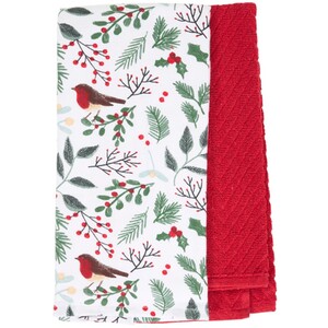 Pack of 2 Mistletoe Robin Tea Towels
