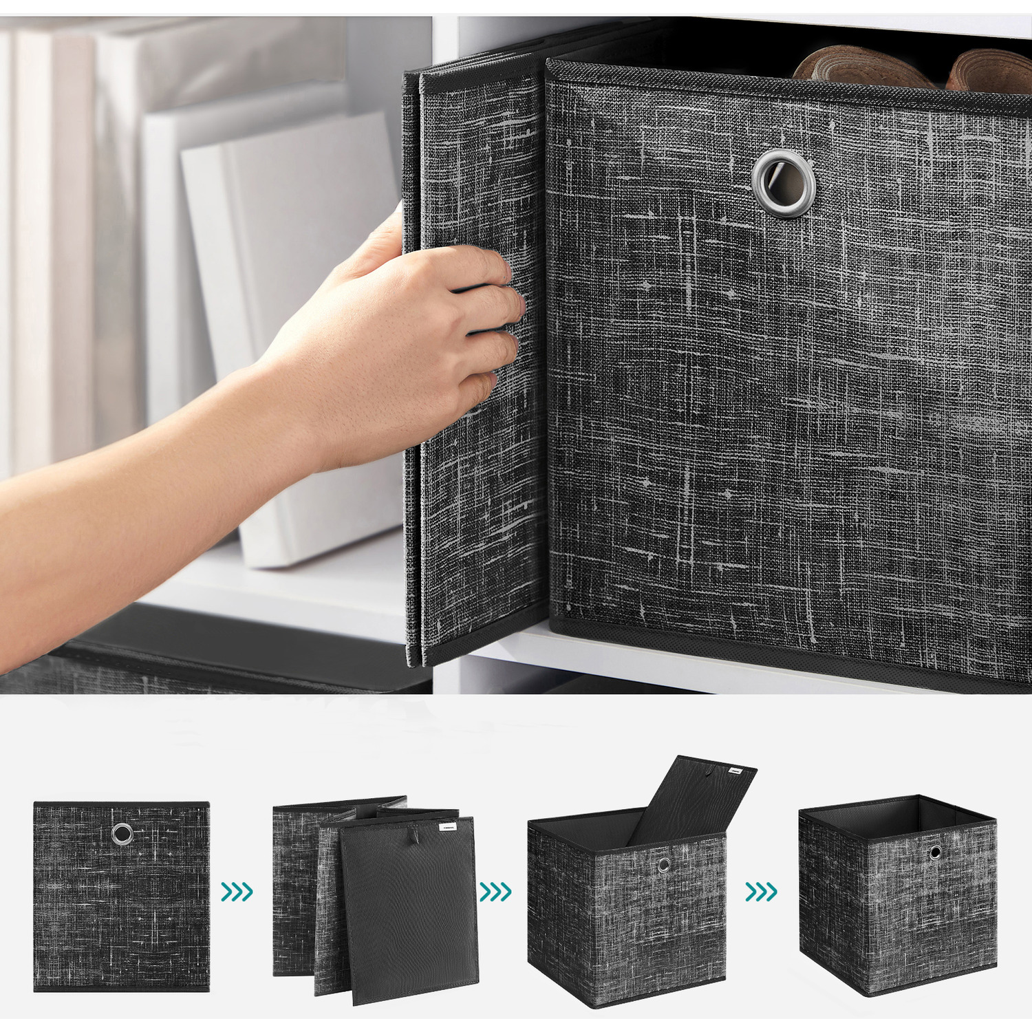 SONGMICS Set of 6 Non-Woven Fabric Storage Boxes
