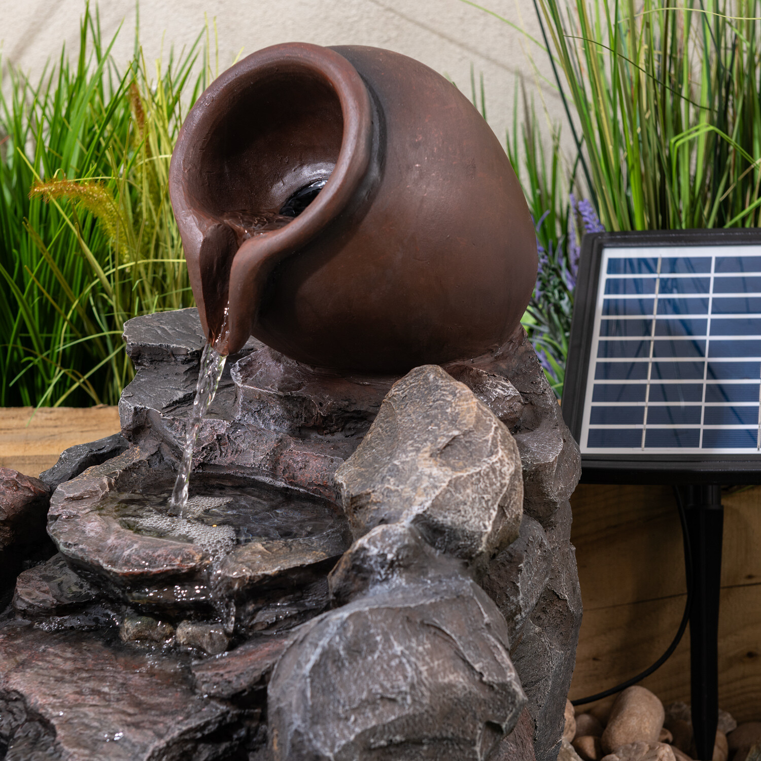 Solar Pot and Rock Water Feature