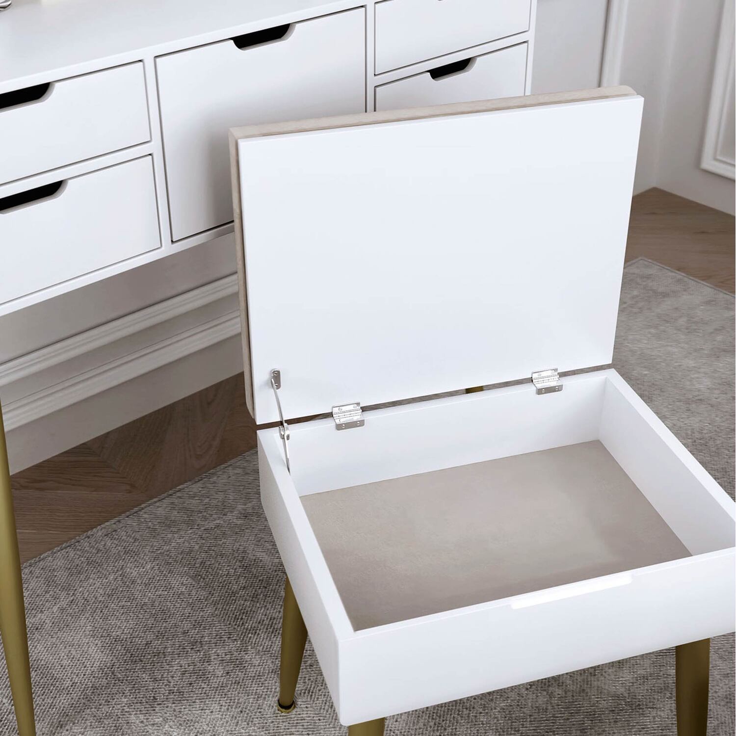 Gabriella Dressing Table with Velvet Padded Stool