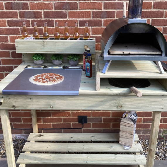 Outdoor pizza oven table