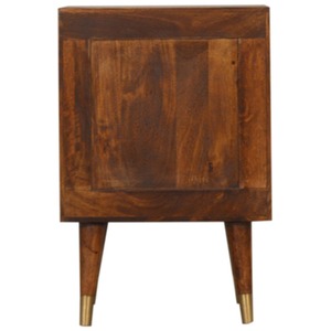 Manila Gold Brass 2 Drawer Mango Wood Bedside Table