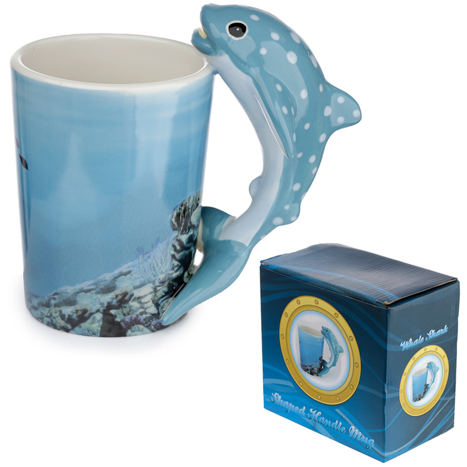 Novelty Ceramic Shaped Handle Mug - Whale Shark