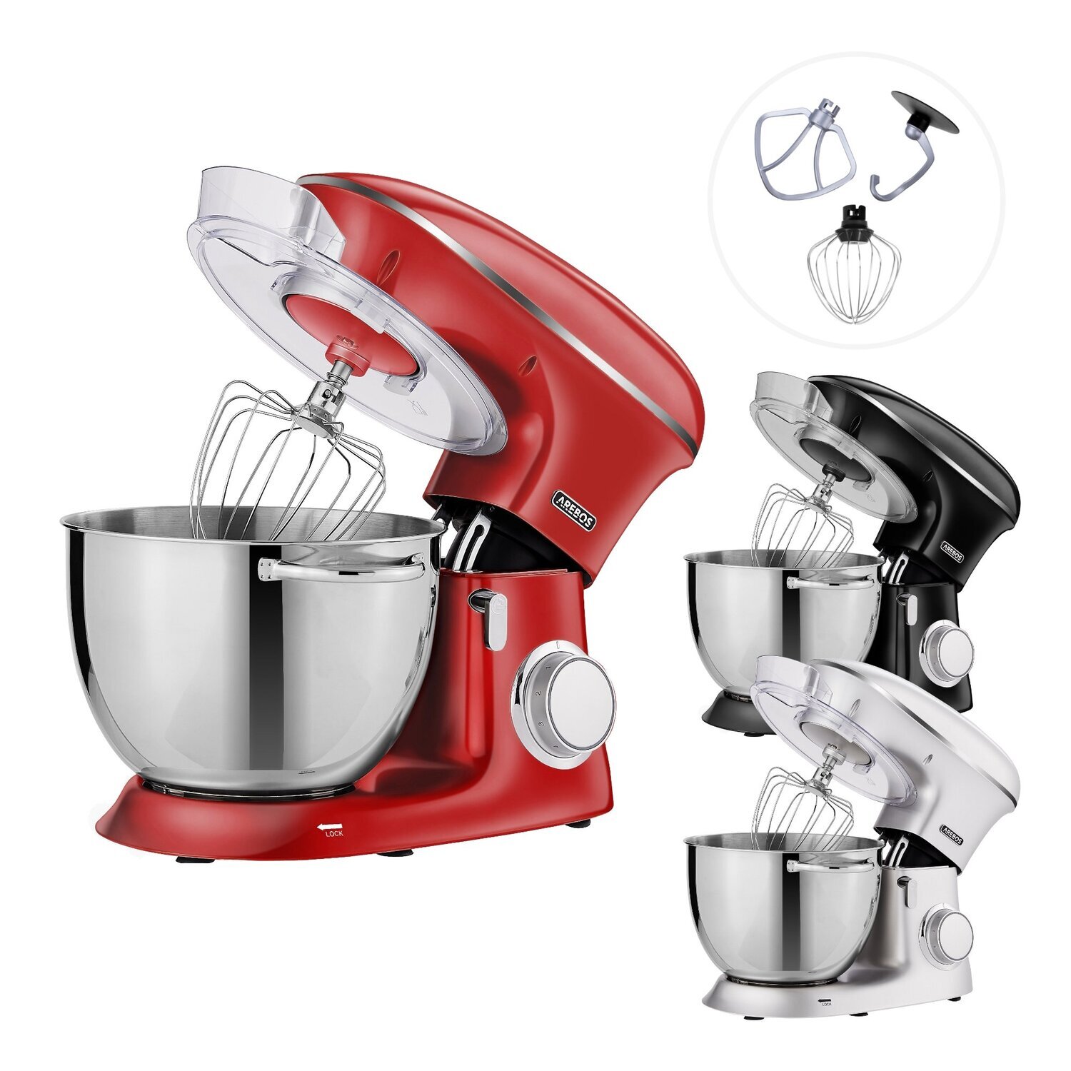 Stand Mixer Kneading Machine with 8L Stainless Steel Mixing Bowl