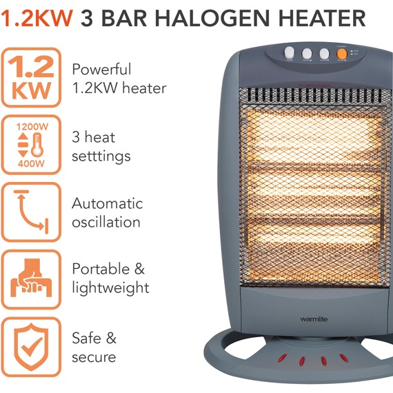 1200w Grey Halogen Heater