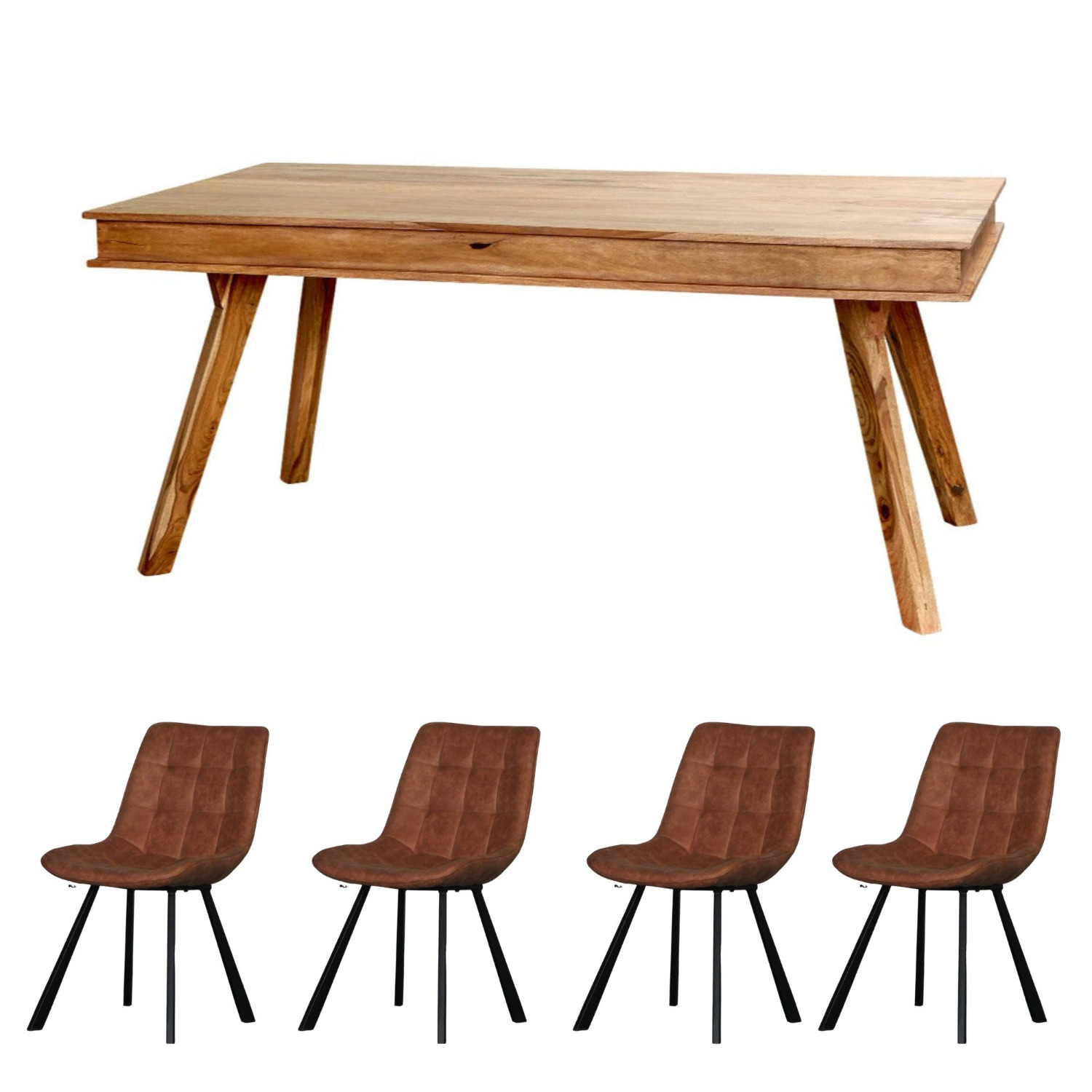 Indus Sheesham Wood Medium Size Dining Table Set And 4 Chairs