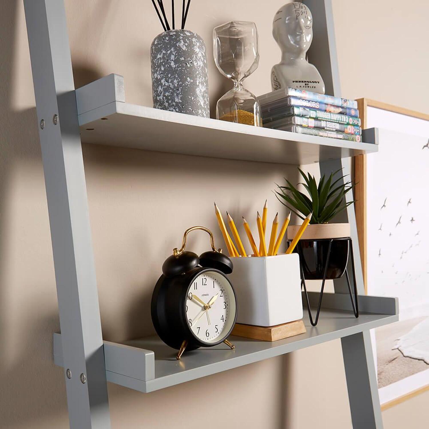 Home Source Ladder Shelf Desk and Storage Stool Set