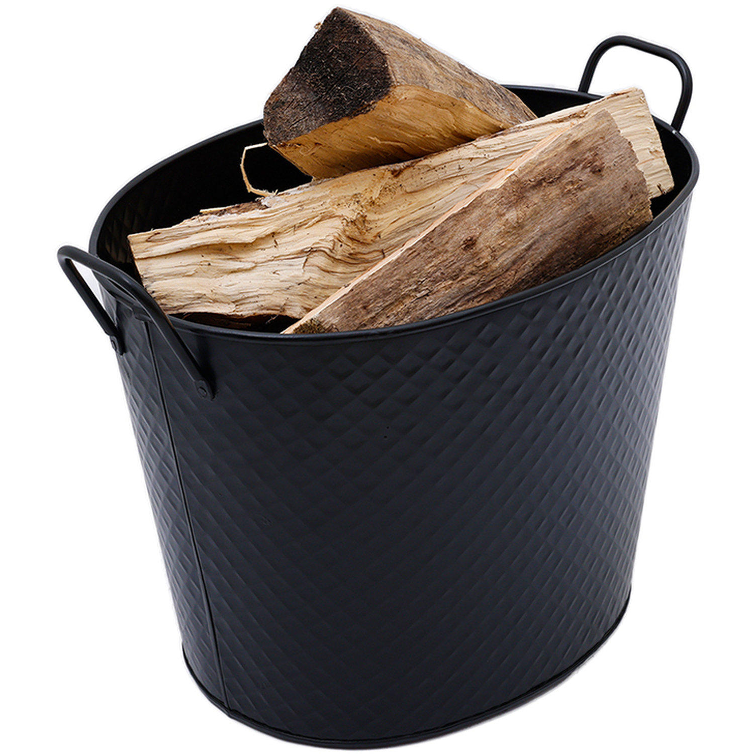 Willow Fireside Log Bucket Iron Oval Opening Matte Finish