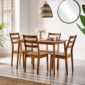 Lynton Small Walnut Colour Wooden Dining Table And 4 Dining Chairs
