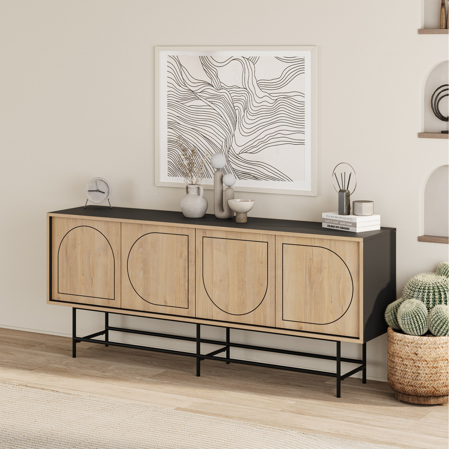 Joji Modern Console Unit with Laser-Cut Design