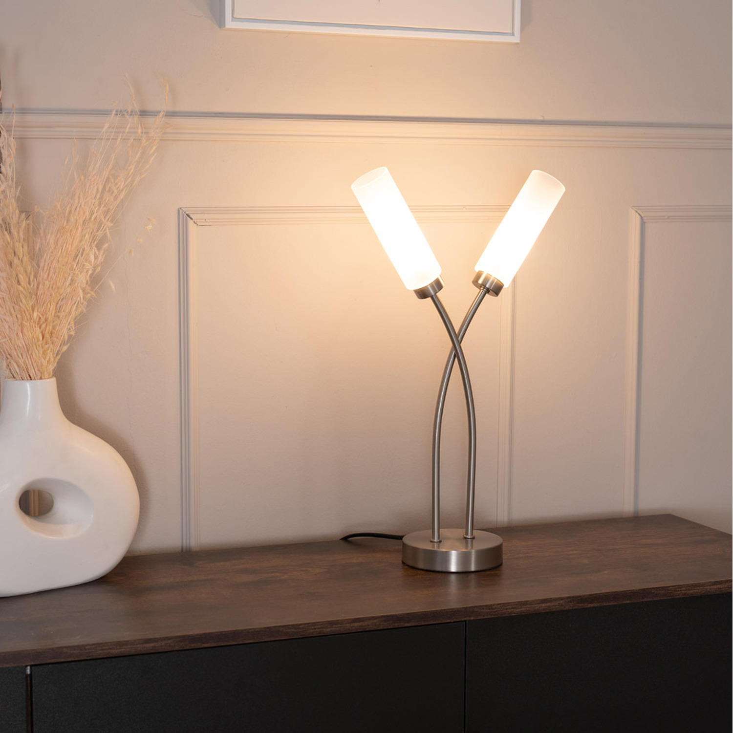 2 Way Curved Arm Cross Over Table Lamp